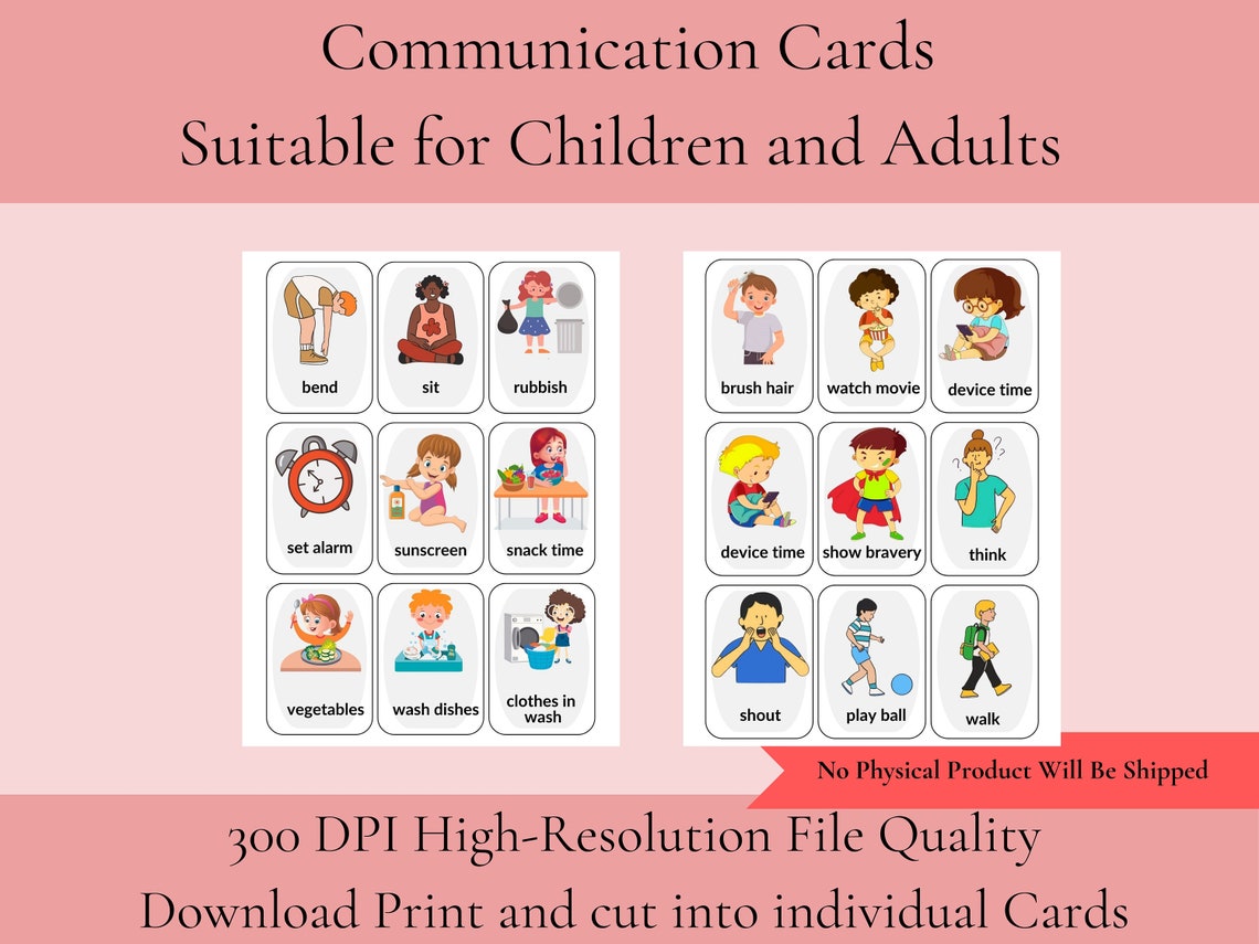 Non Verbal Communication Printables, Flash Cards Visual Aid, Autism ...