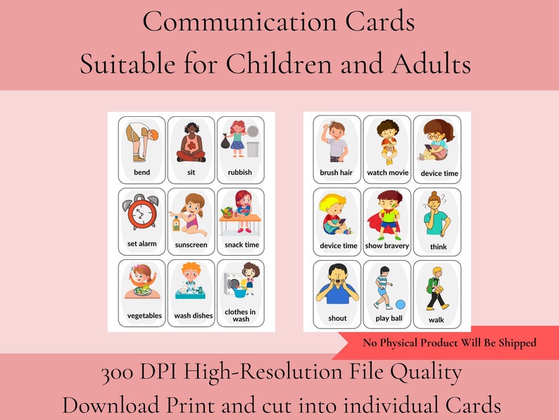 Non Verbal Communication Printables, Flash Cards Visual Aid, Autism ...