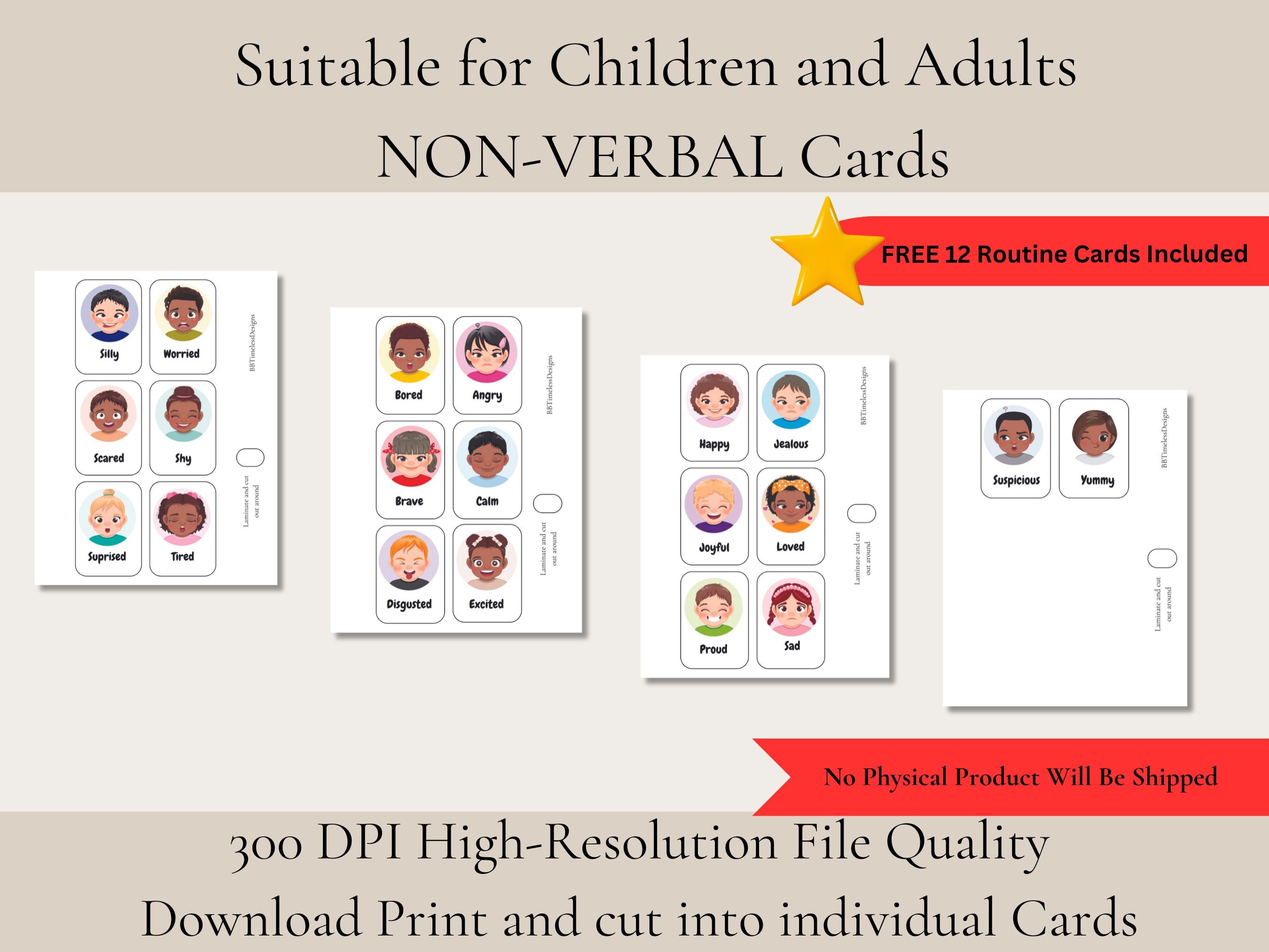 Printable Emotion Communication Cards, Non-verbal Visual Aid Cards, Autism Communication Cards ...