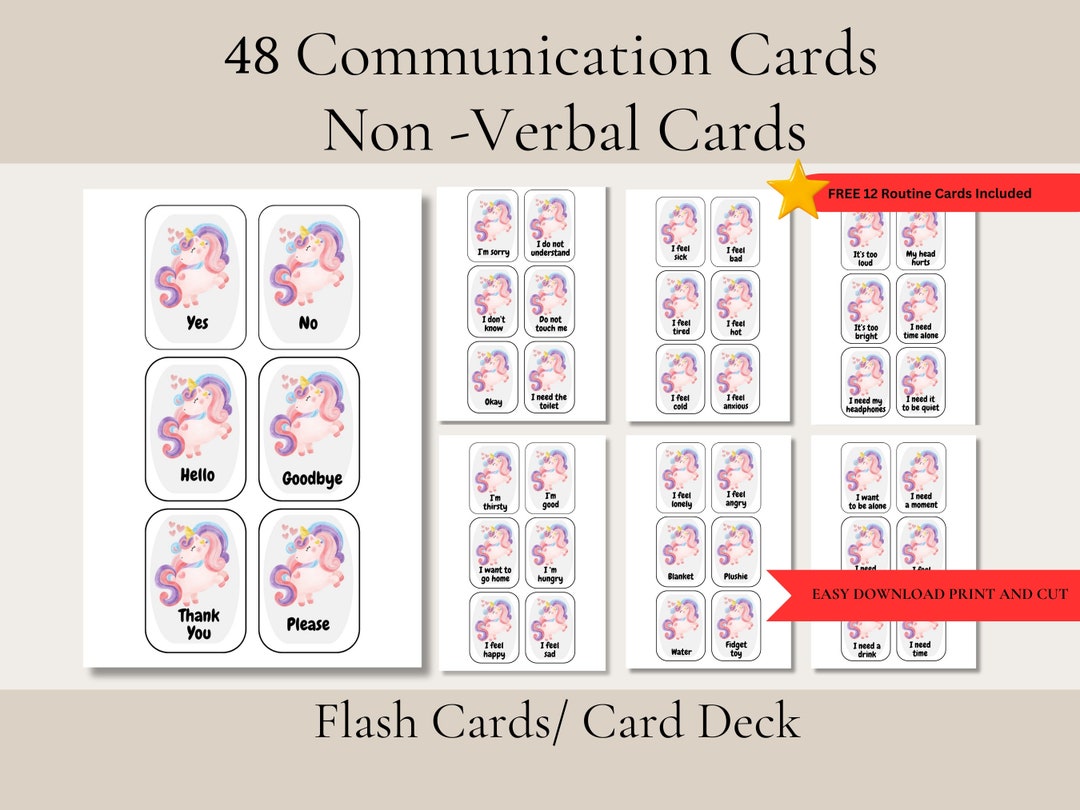Printable Digital Communication Cards, Non-verbal Visual Aid Cards ...