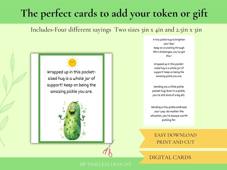 Printable Pickle Cards and Tags: Crochet Gift Card Template (digital ...