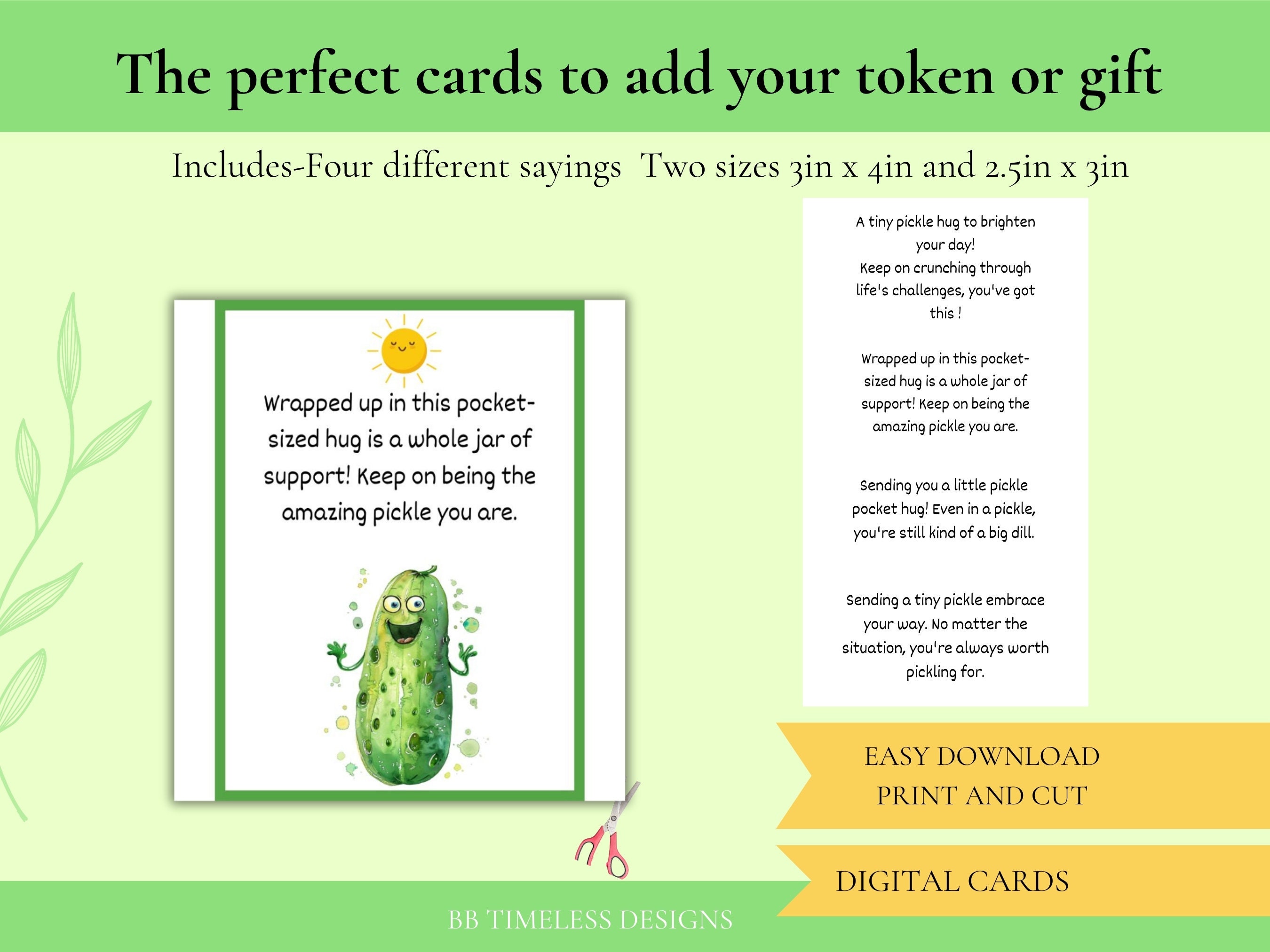 Printable Pickle Cards and Tags: Crochet Gift Card Template (digital ...