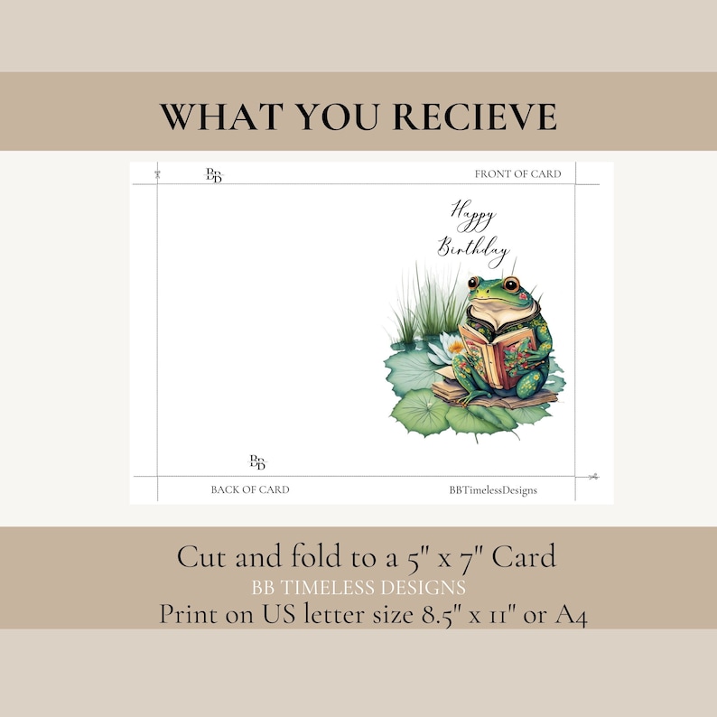 Printable Frog Happy Birthday Card, Frog Greeting Card, Spring Card ...