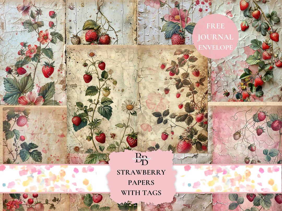 Strawberry Junk Journal Printable, Strawberry Kit, Strawberry Junk ...