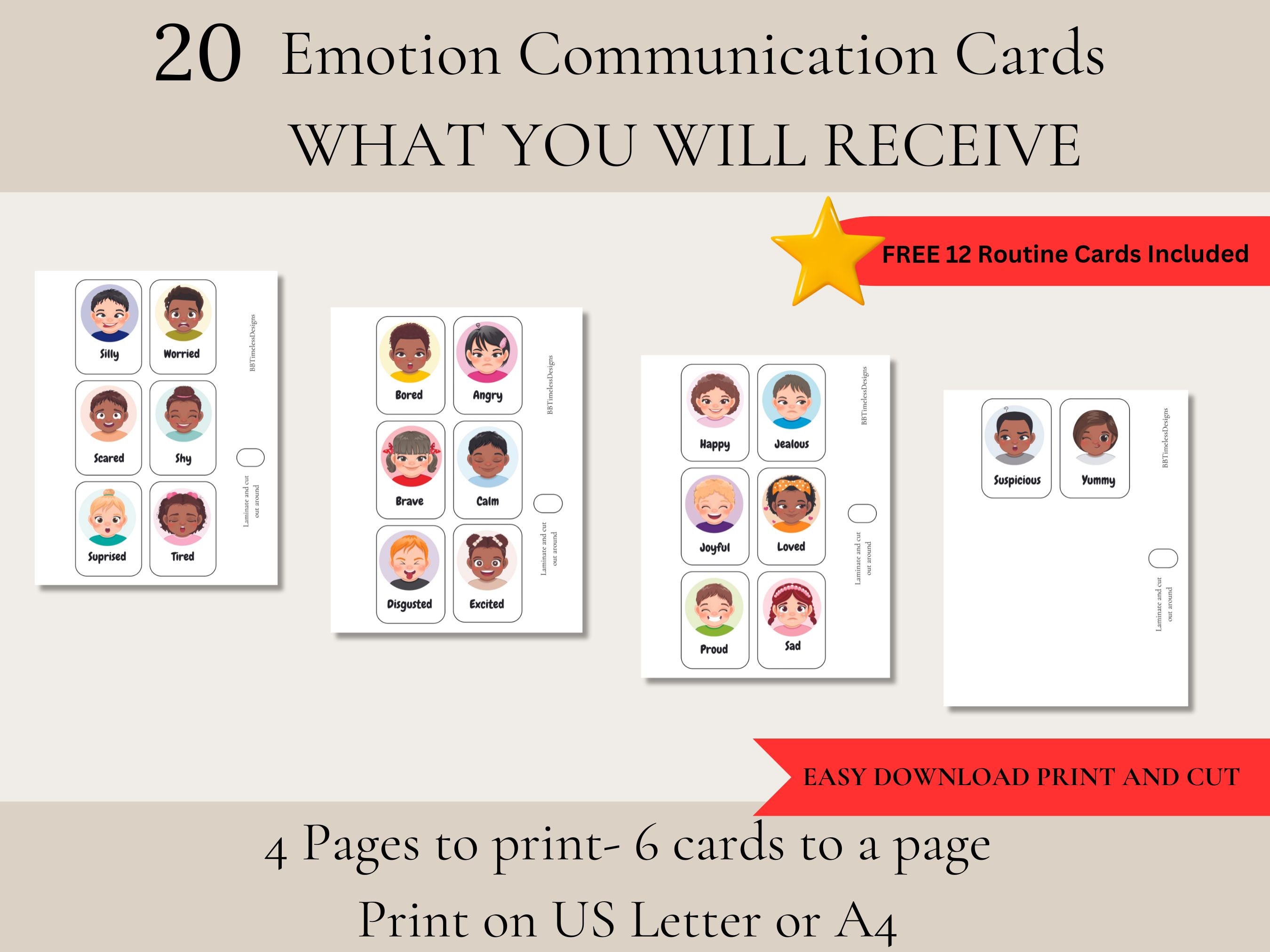 Printable Emotion Communication Cards, Non-verbal Visual Aid Cards ...