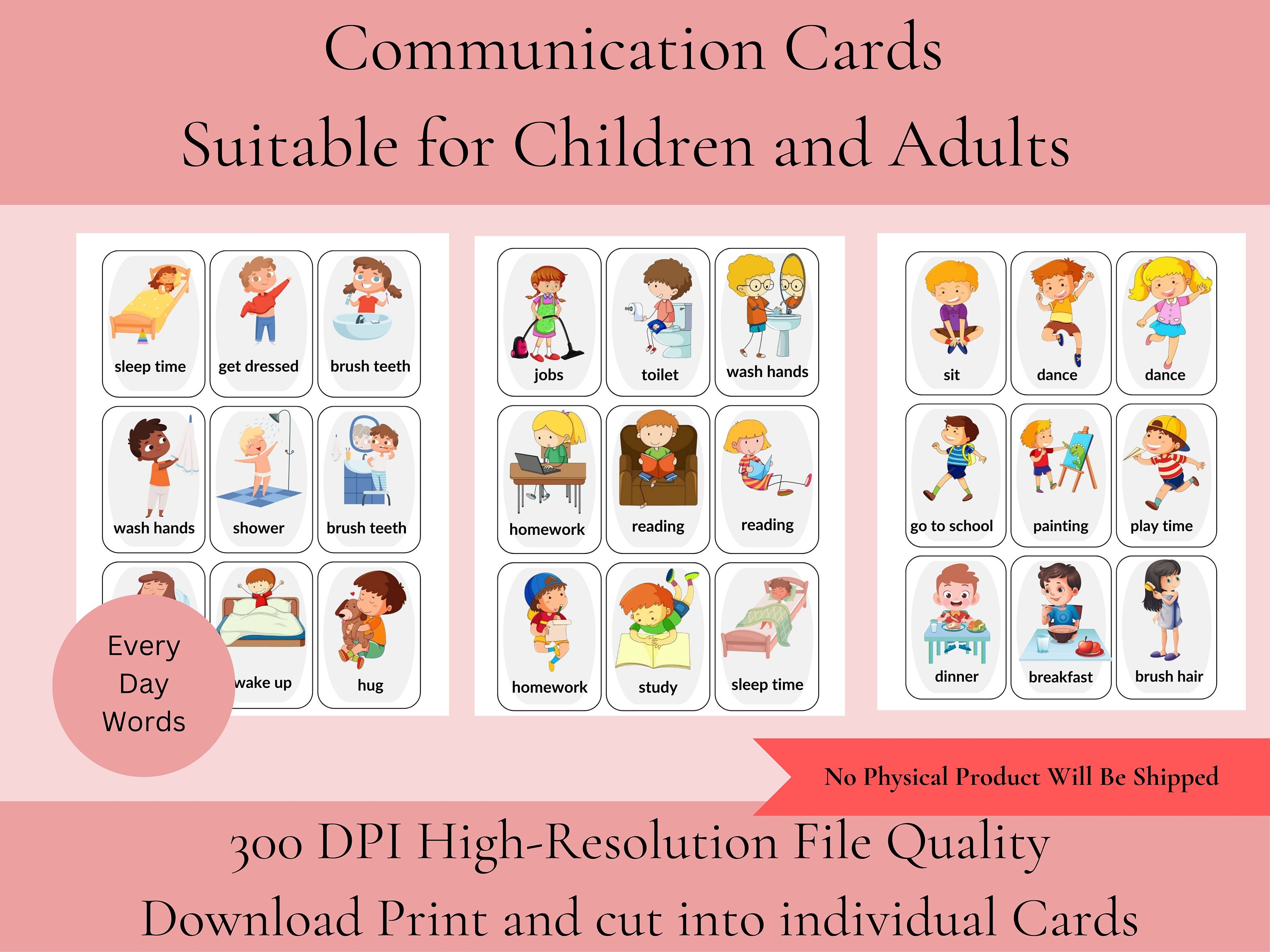 Non Verbal Communication Printables, Flash Cards Visual Aid, Autism ...