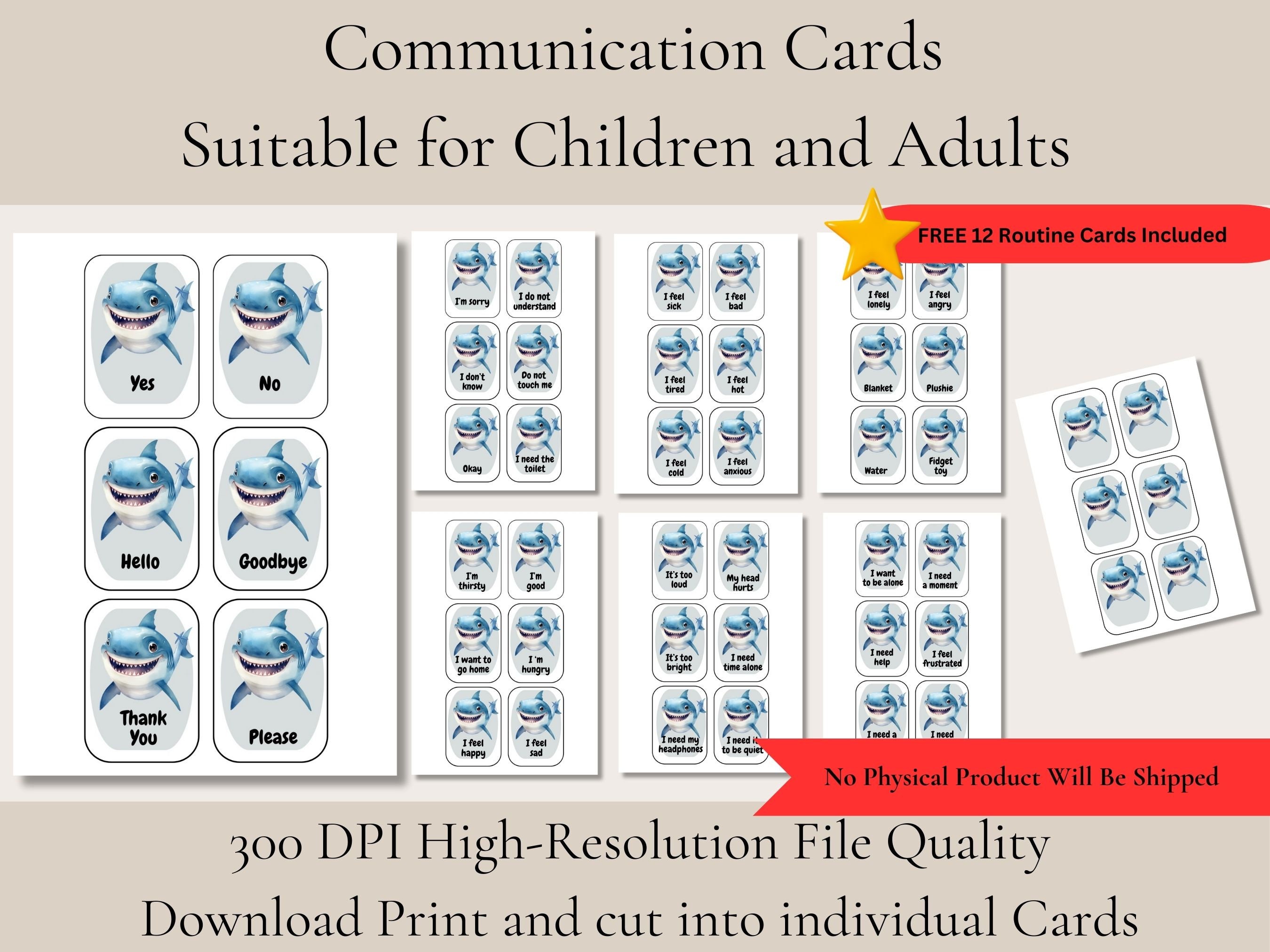 Printable Digital Communication Cards, Non-verbal Visual Aid Cards ...