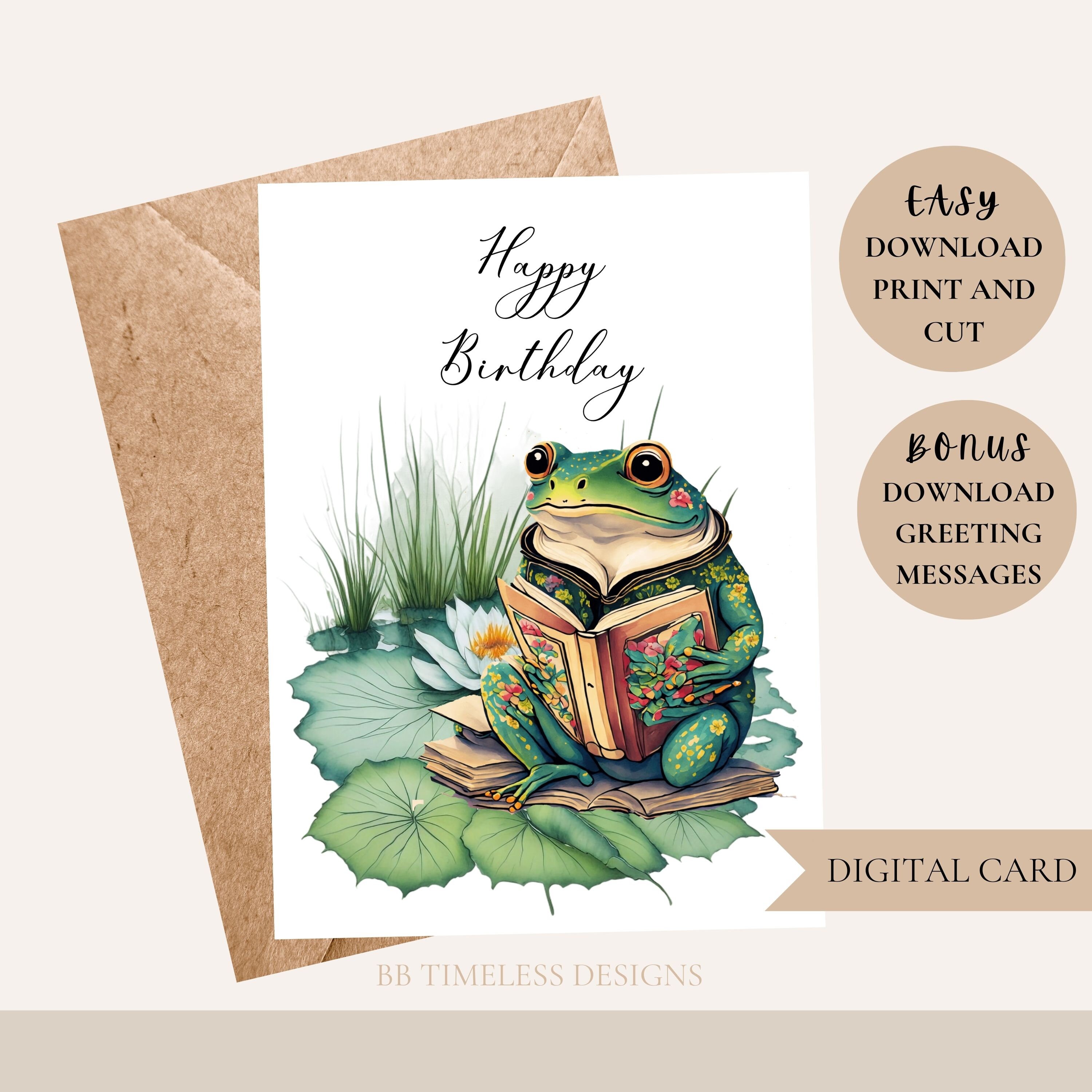 Printable Frog Happy Birthday Card, Frog Greeting Card, Spring Card ...