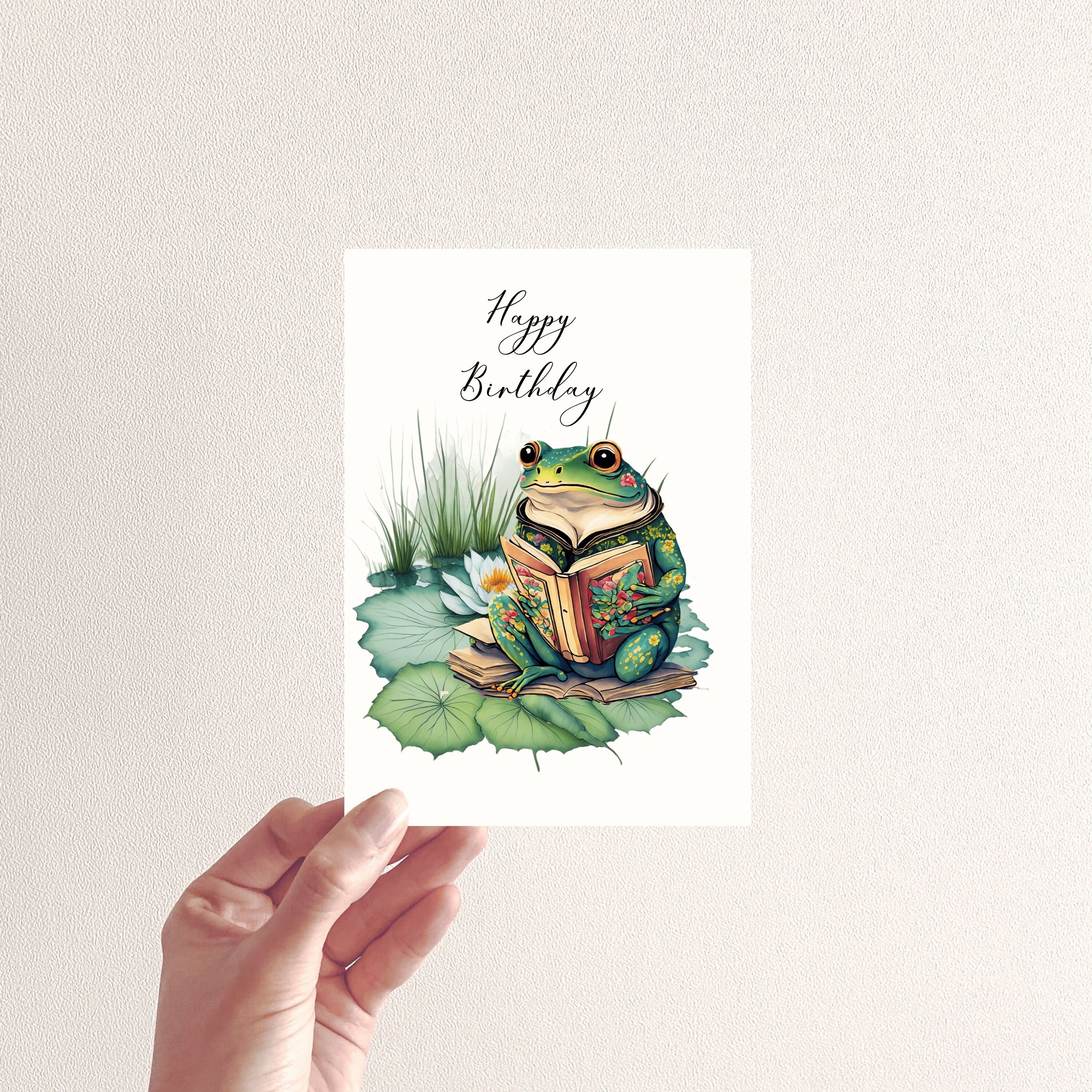 Printable Frog Happy Birthday Card, Frog Greeting Card, Spring Card ...