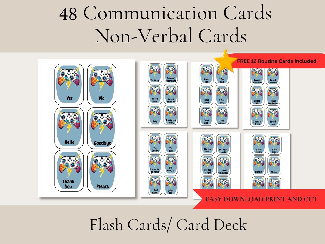 Printable Digital Communication Cards, Non-verbal Visual Aid Cards ...
