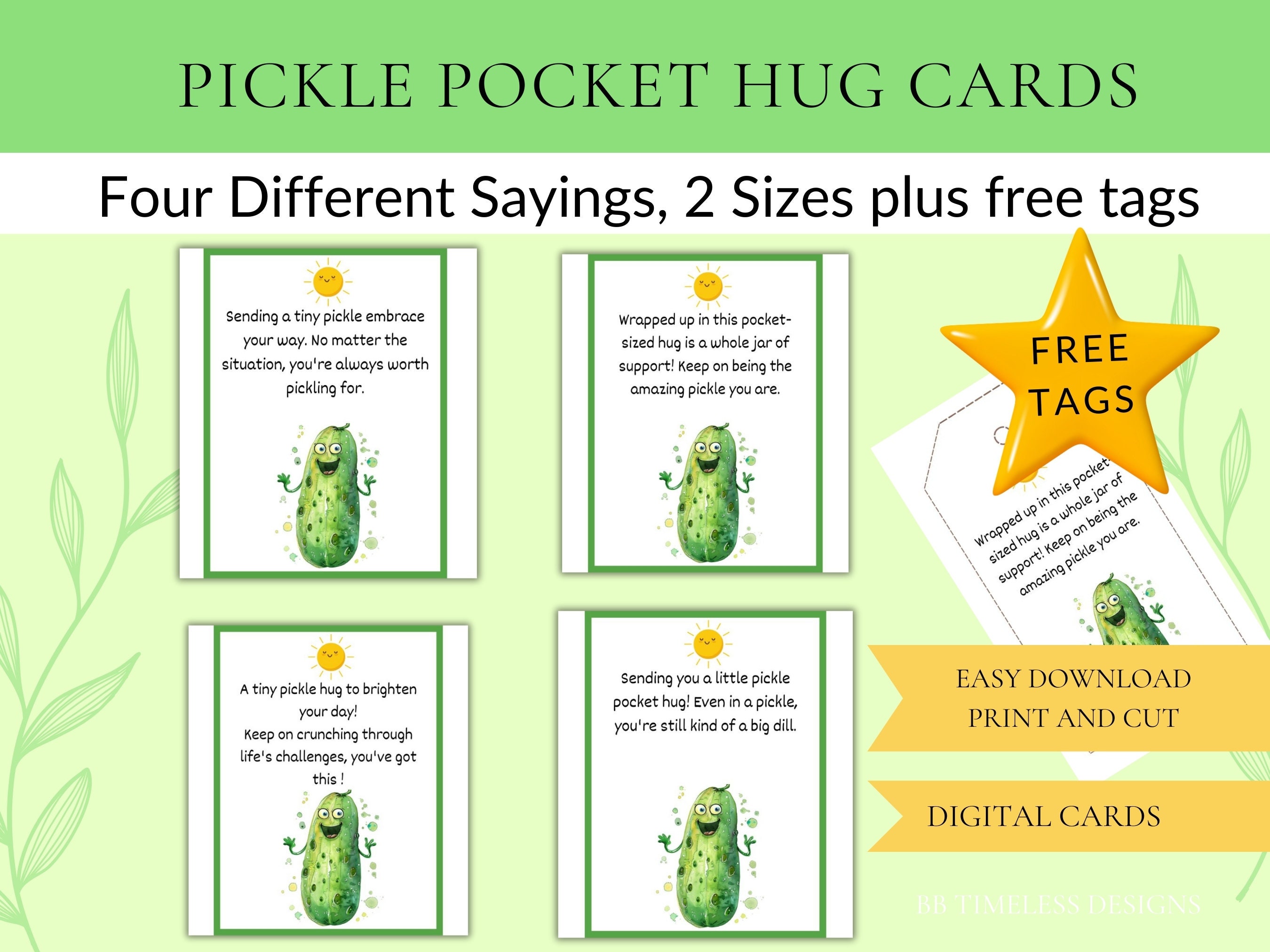 Printable Pickle Cards and Tags: Crochet Gift Card Template (digital ...