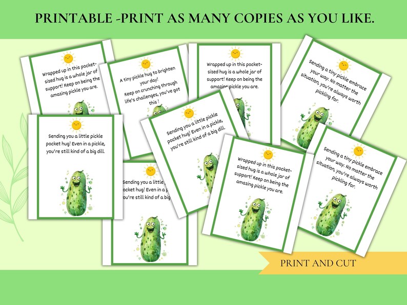 Printable Pickle Cards and Tags: Crochet Gift Card Template (digital ...