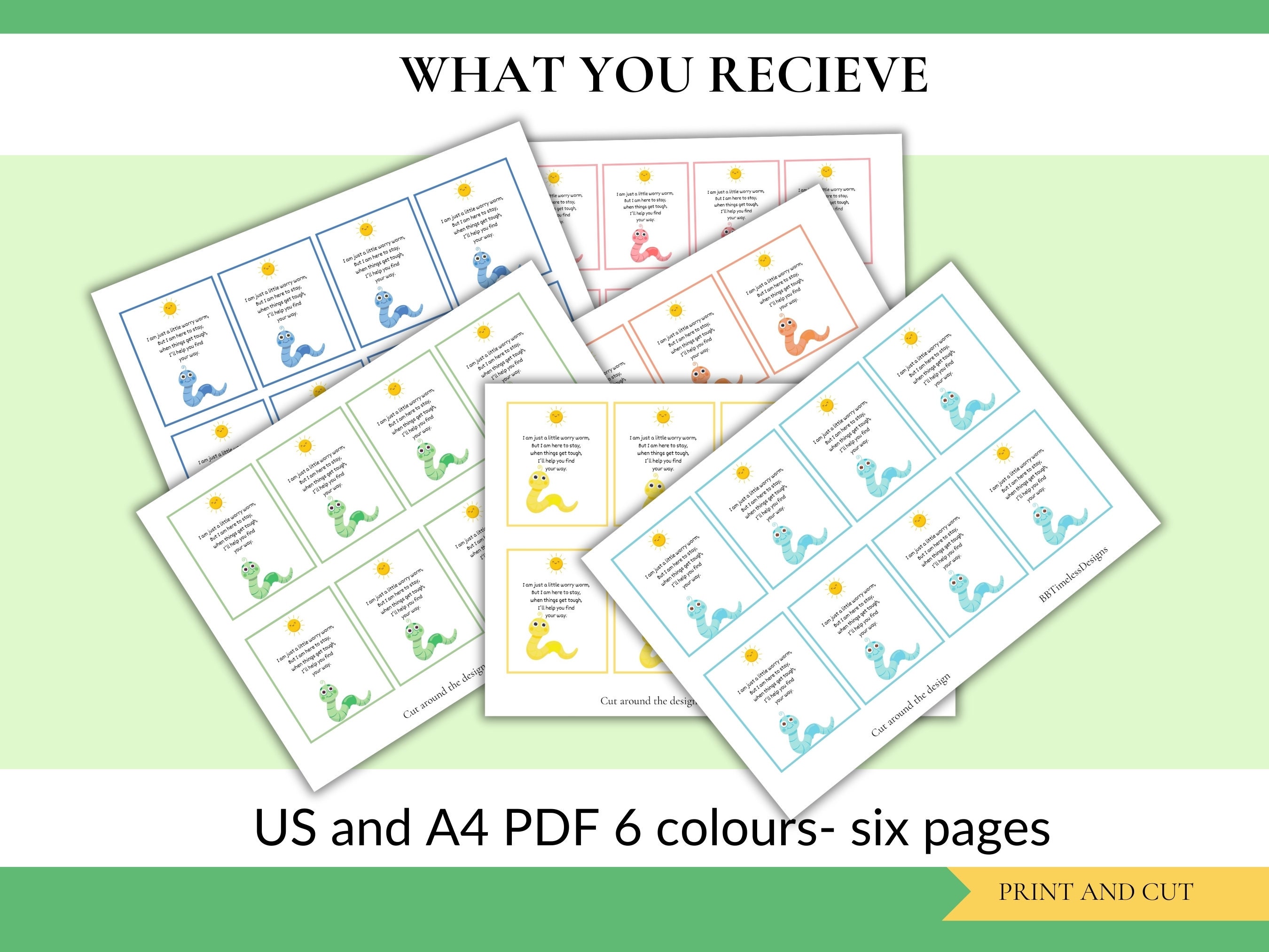 Printable Worry Worm Cards & Tags: Crochet Gift Display (PDF) - Etsy