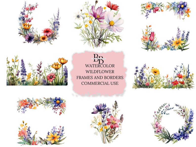 Wildflowers Clipart PNG, Watercolor Summer Flowers Clipart, Colorful ...