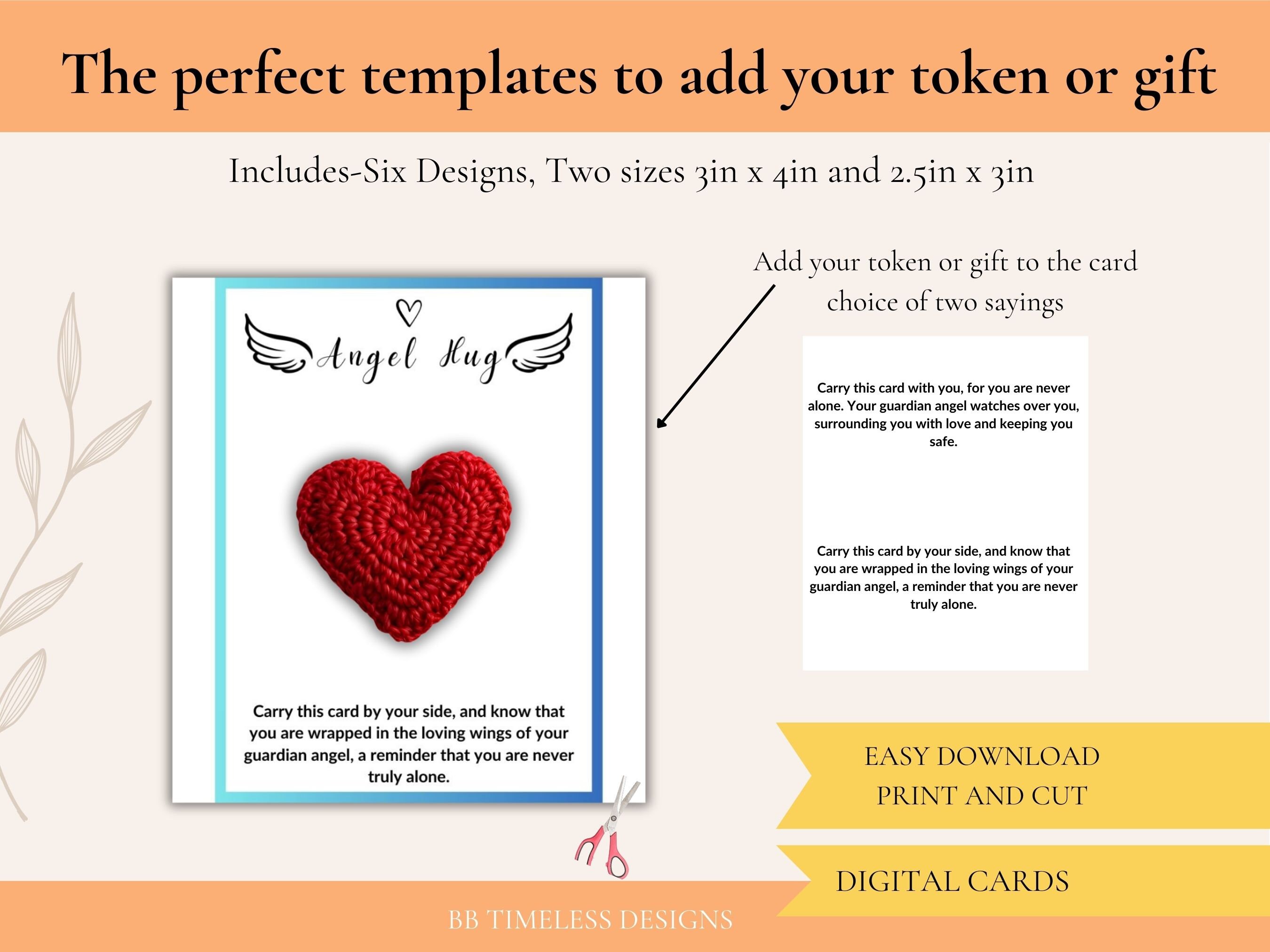 Printable Angel Pocket Hug Cards: 6 Designs (digital Download) - Etsy