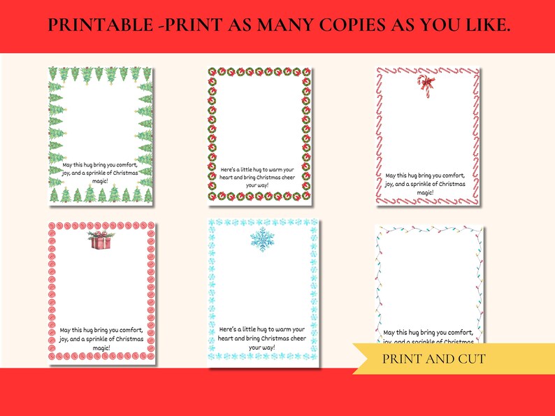 Printable Christmas Pocket Hug Cards Template, Backing Pocket Card ...