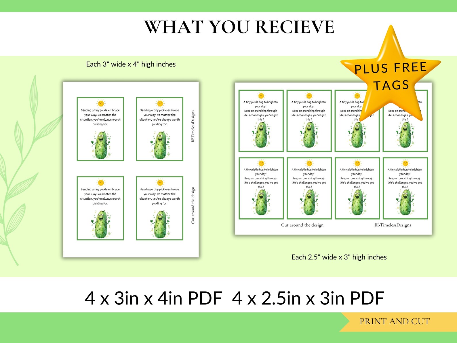 Printable Pickle Cards and Tags: Crochet Gift Card Template (digital ...