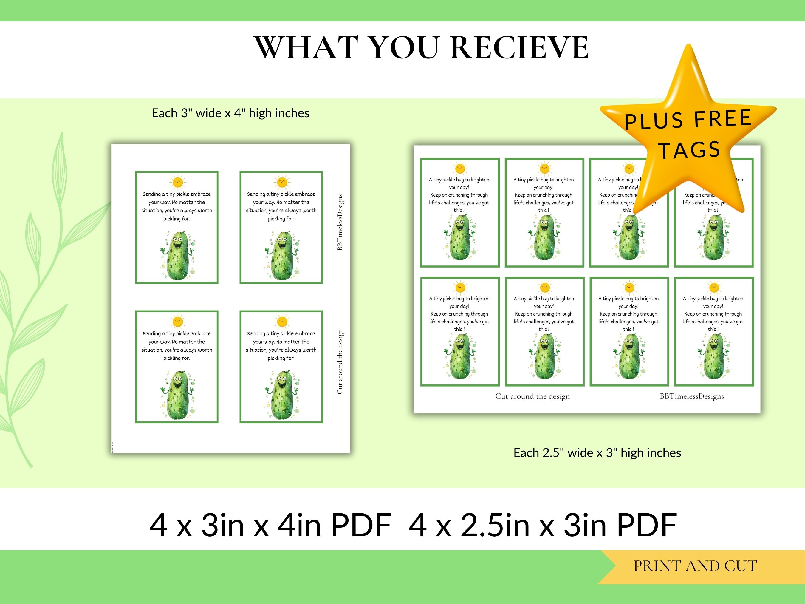 Printable Pickle Cards and Tags: Crochet Gift Card Template (digital ...