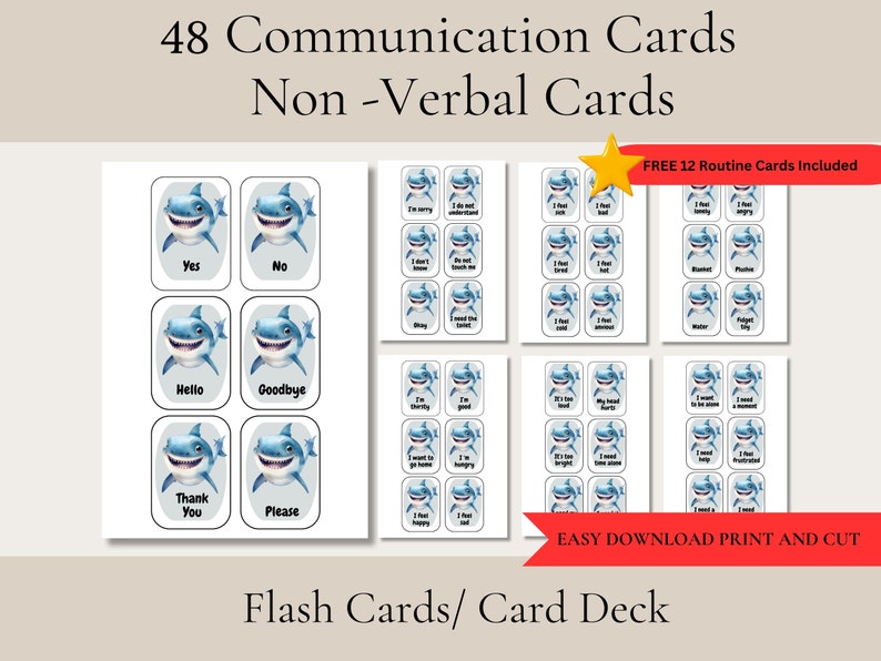 Printable Digital Communication Cards, Non-verbal Visual Aid Cards ...