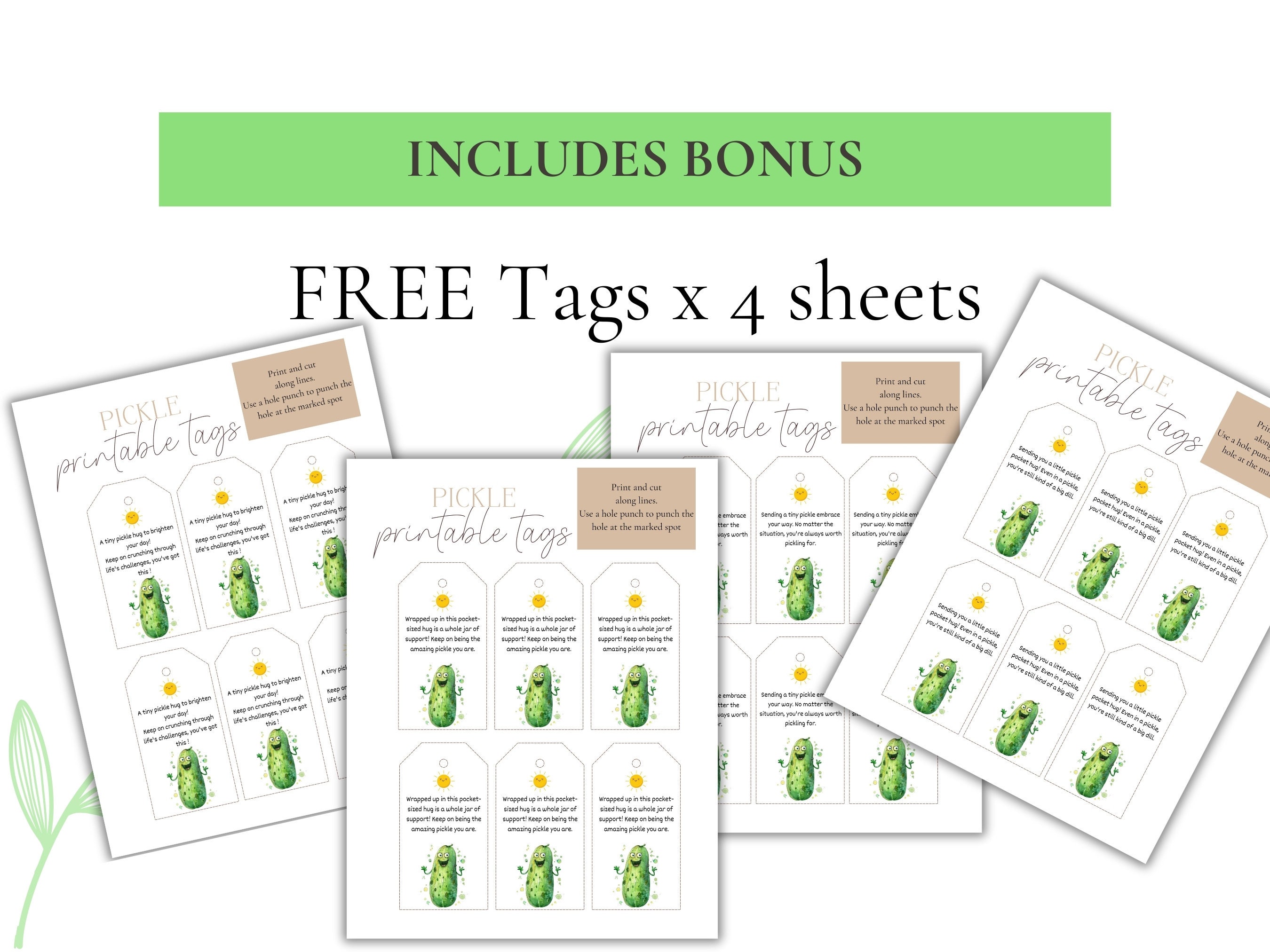 Printable Pickle Cards and Tags: Crochet Gift Card Template (digital ...