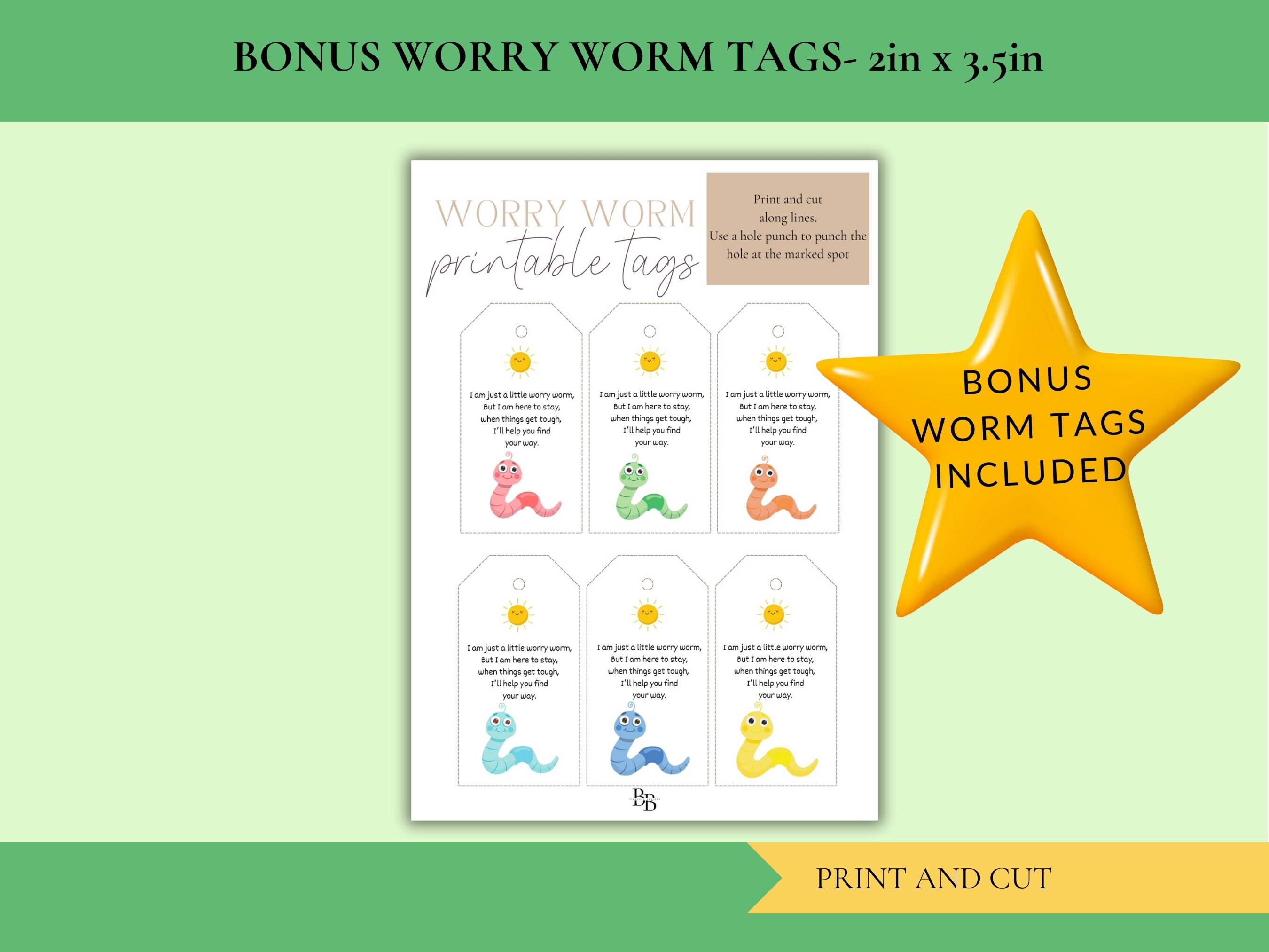 Printable Worry Worm Card Templates and Tags, Worm Worms for Crochet ...