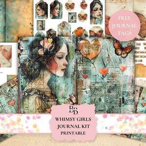 Whimsy Junk Journal Kit Girls, Printable Junk Journal Pages, Digital ...