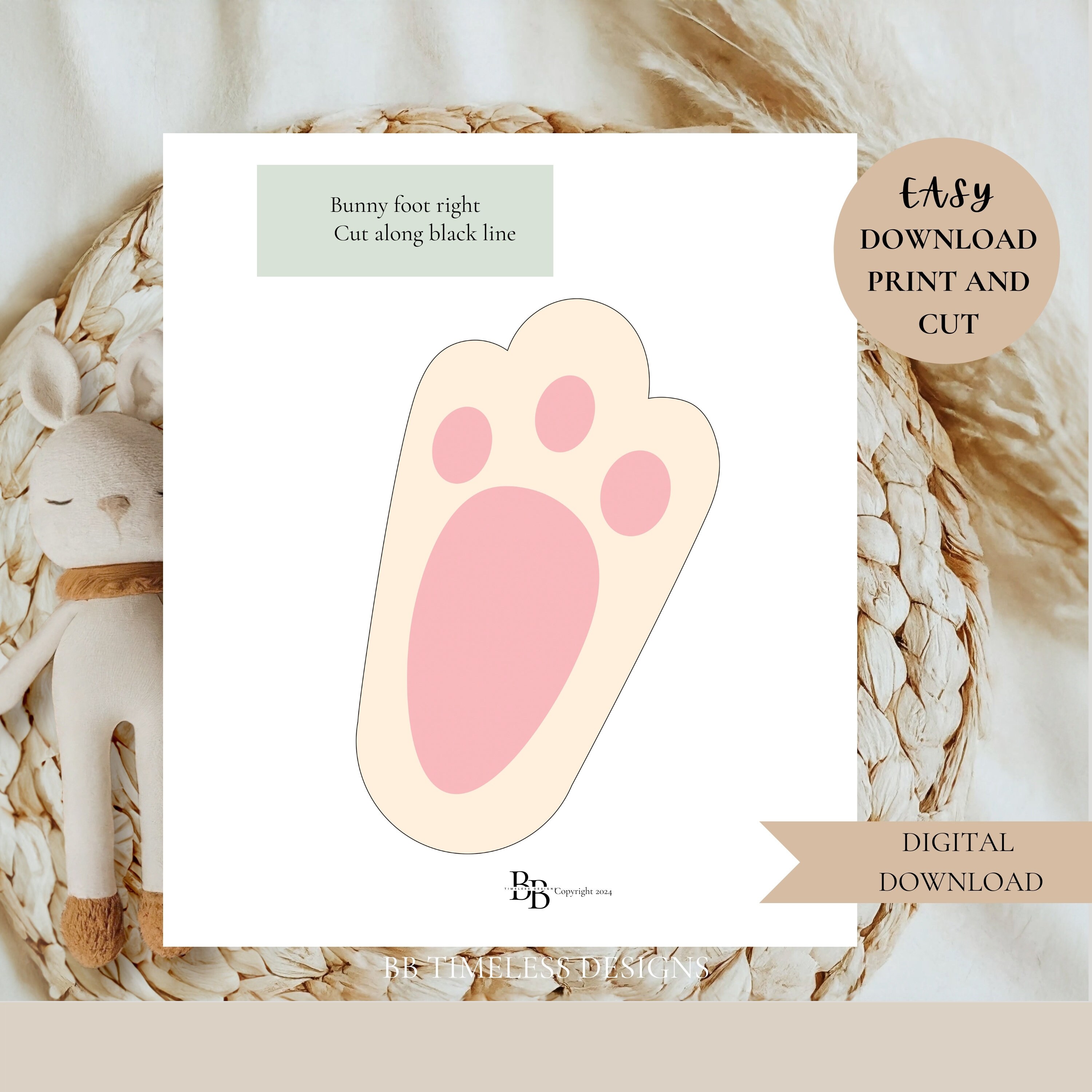 Easter Printable Bunny Feet, Printable Bunny Easter Feet, Digital ...