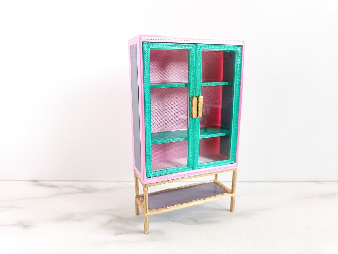 Modern Dollhouse Cupboard High Boy Wall Cupboard Funky Retro Style 1/12 ...