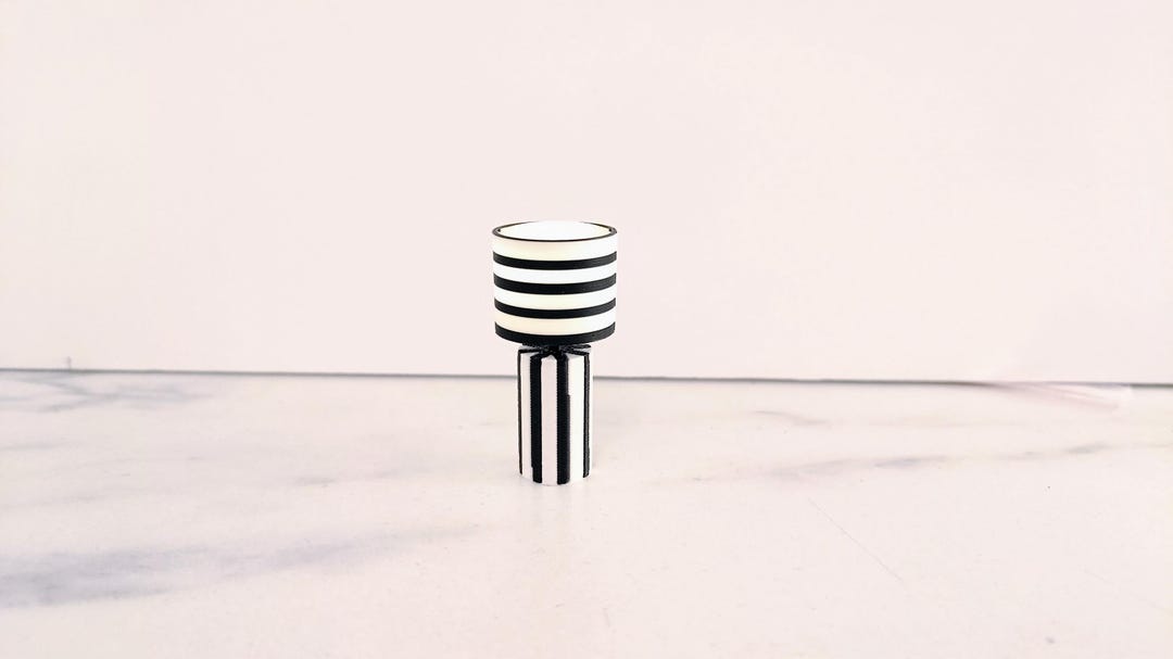 Modern Dollhouse Table Lamp Funky Memphis Style. Black White Striped ...
