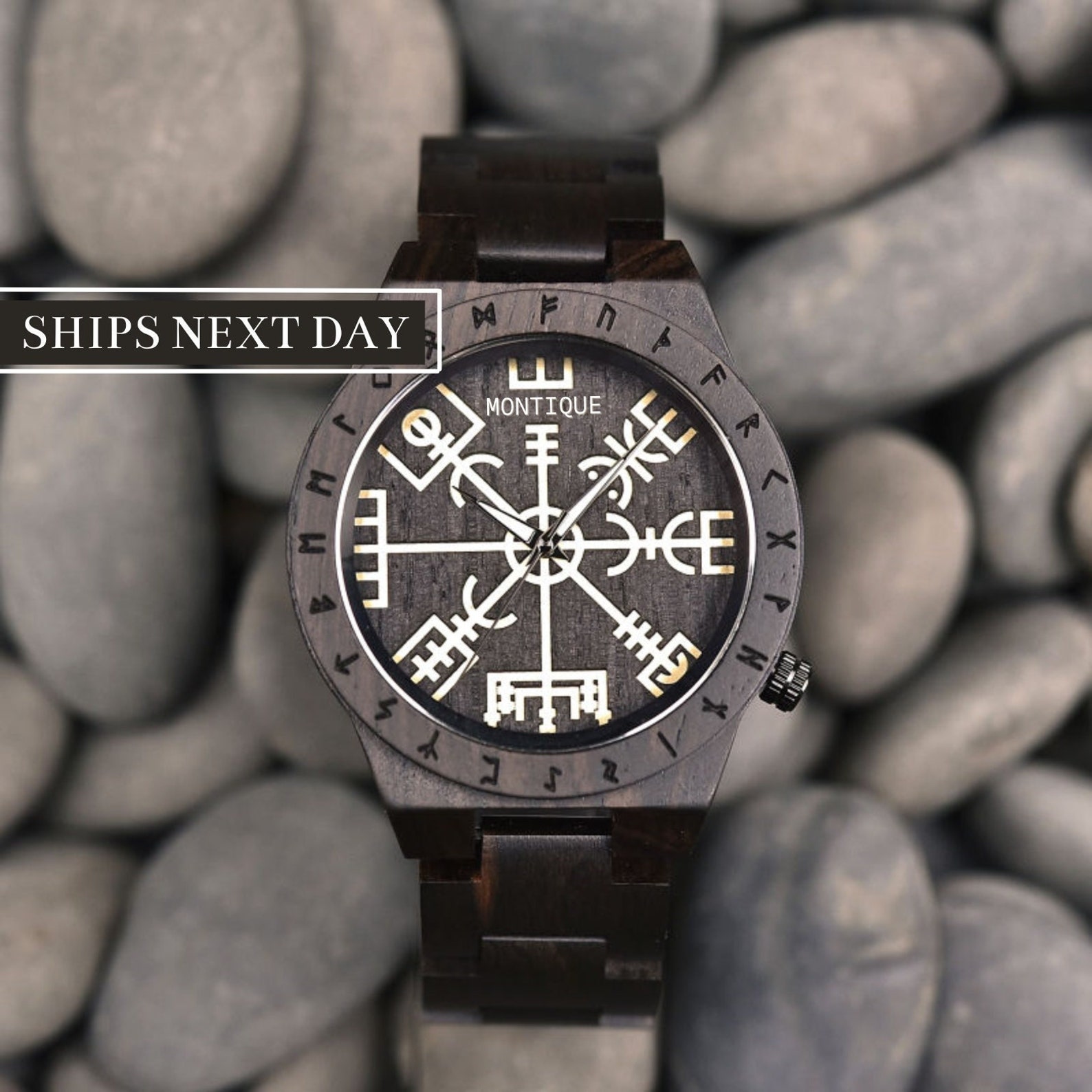 Helm of Awe Wooden Watch - Viking Watch - 1st Anniversary Gift for Him ...