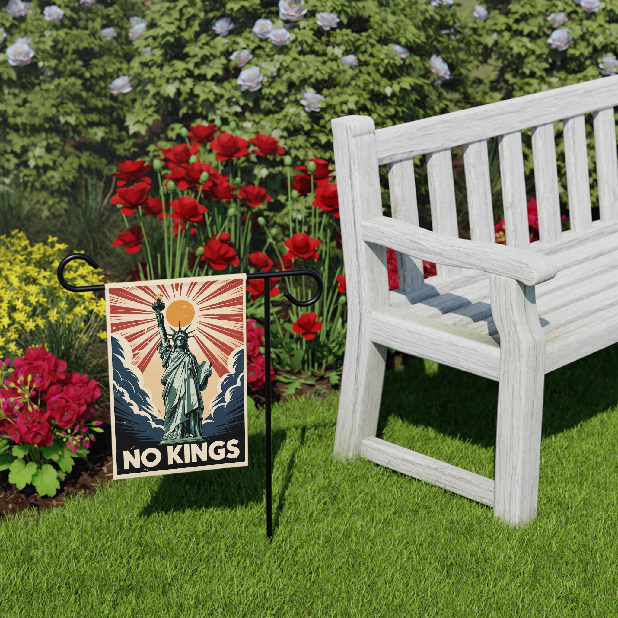 No Kings in America Flag Sign, Anti Trump Fascism Fascist MAGA ...