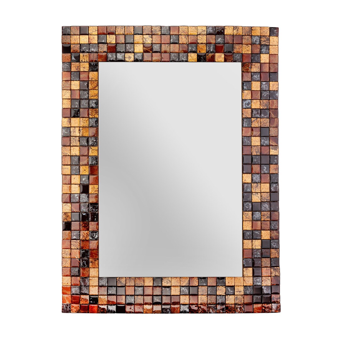 Rectangular Mirror, Wall Mirror, Dark Gold Mosaic Mirror, Brown Frame ...