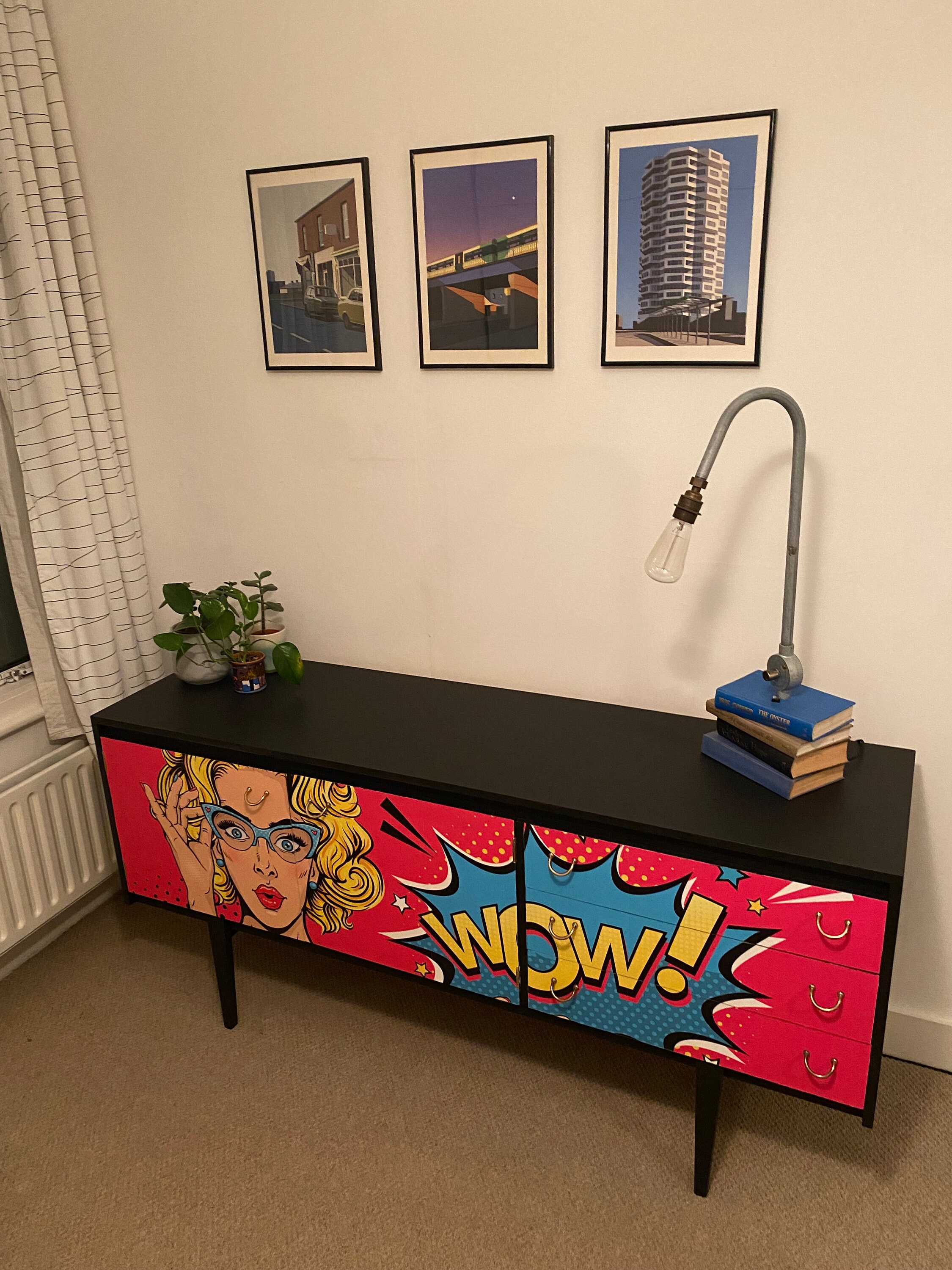 Upcycled Midcentury Castle Sideboard With Pop Art Design - Etsy