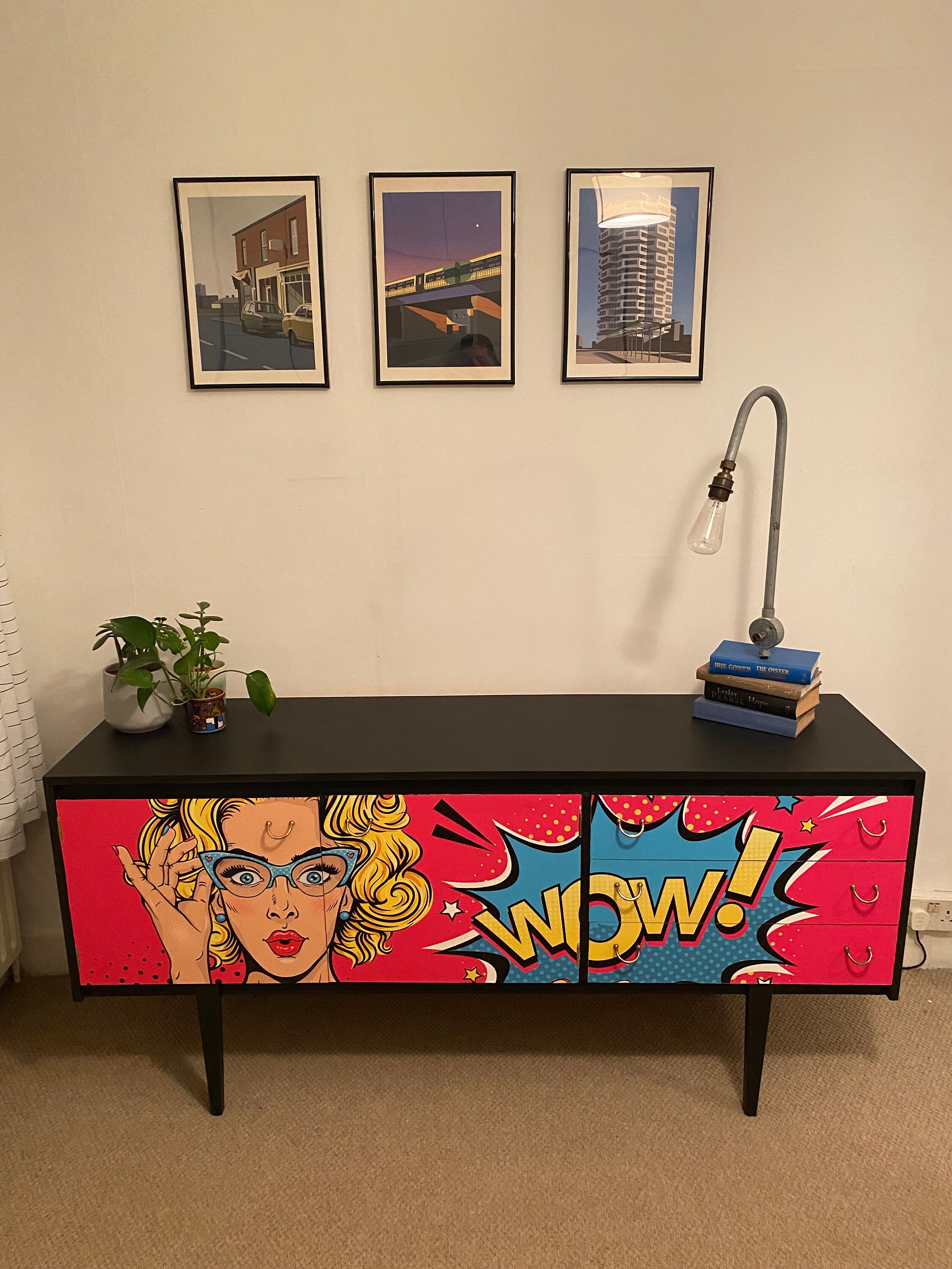 Upcycled Midcentury Castle Sideboard With Pop Art Design - Etsy