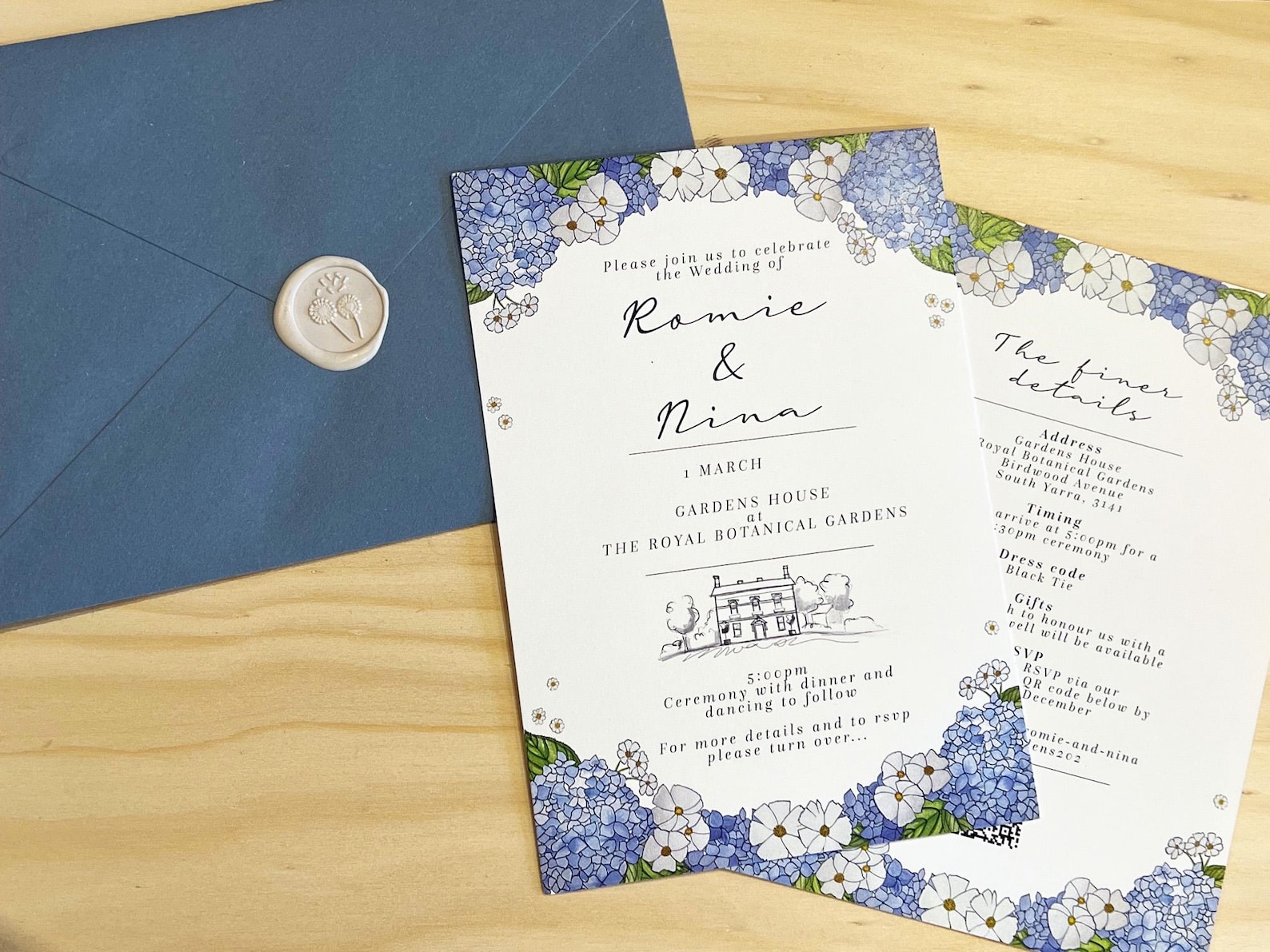 Personalised Hydrangea Wedding Invitation - Etsy