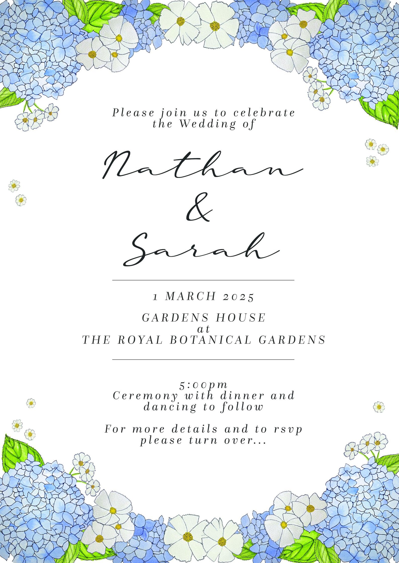 Personalised Hydrangea Wedding Invitation - Etsy