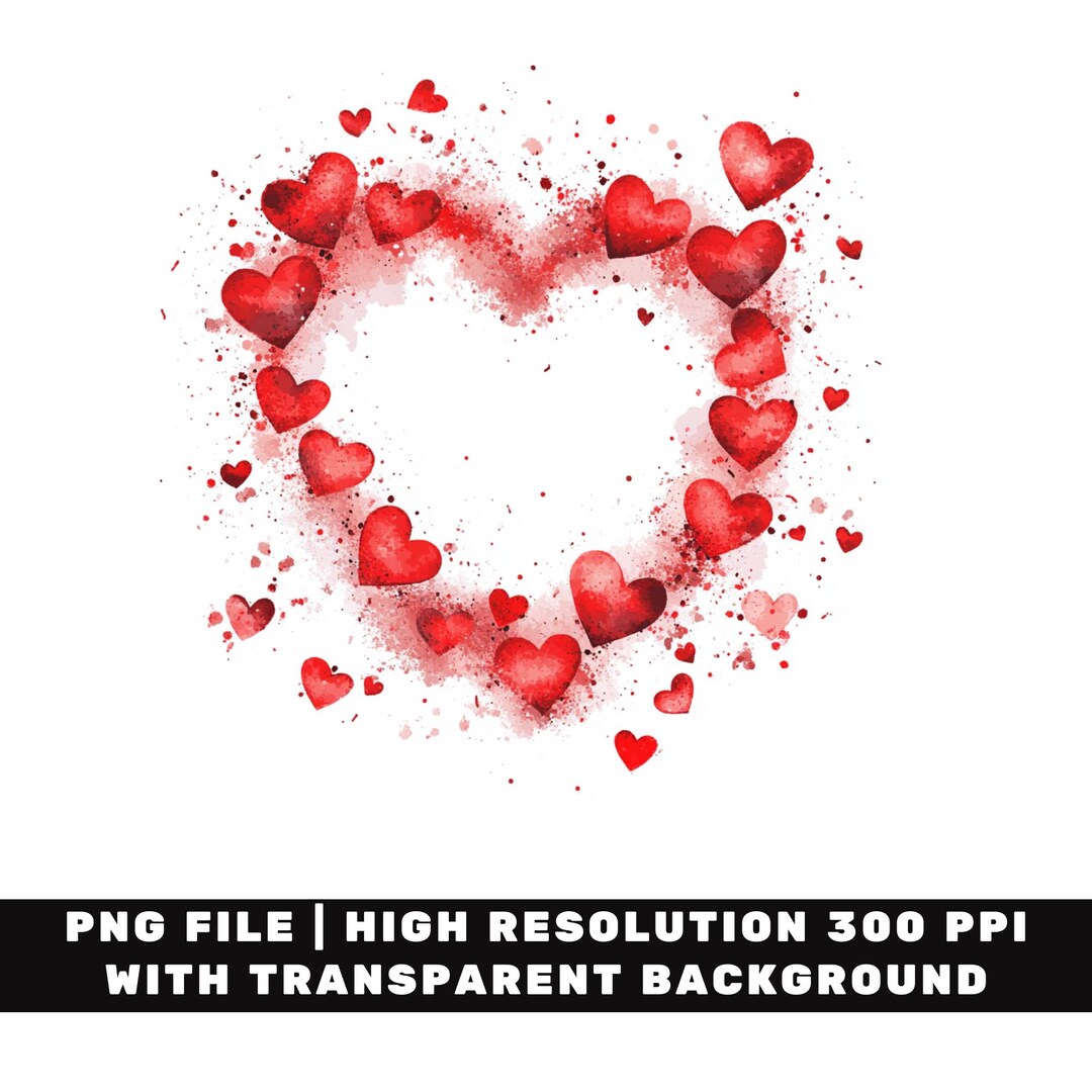 Watercolor Heart PNG Valentines Day Frame Red Hearts PNG Love Frames ...