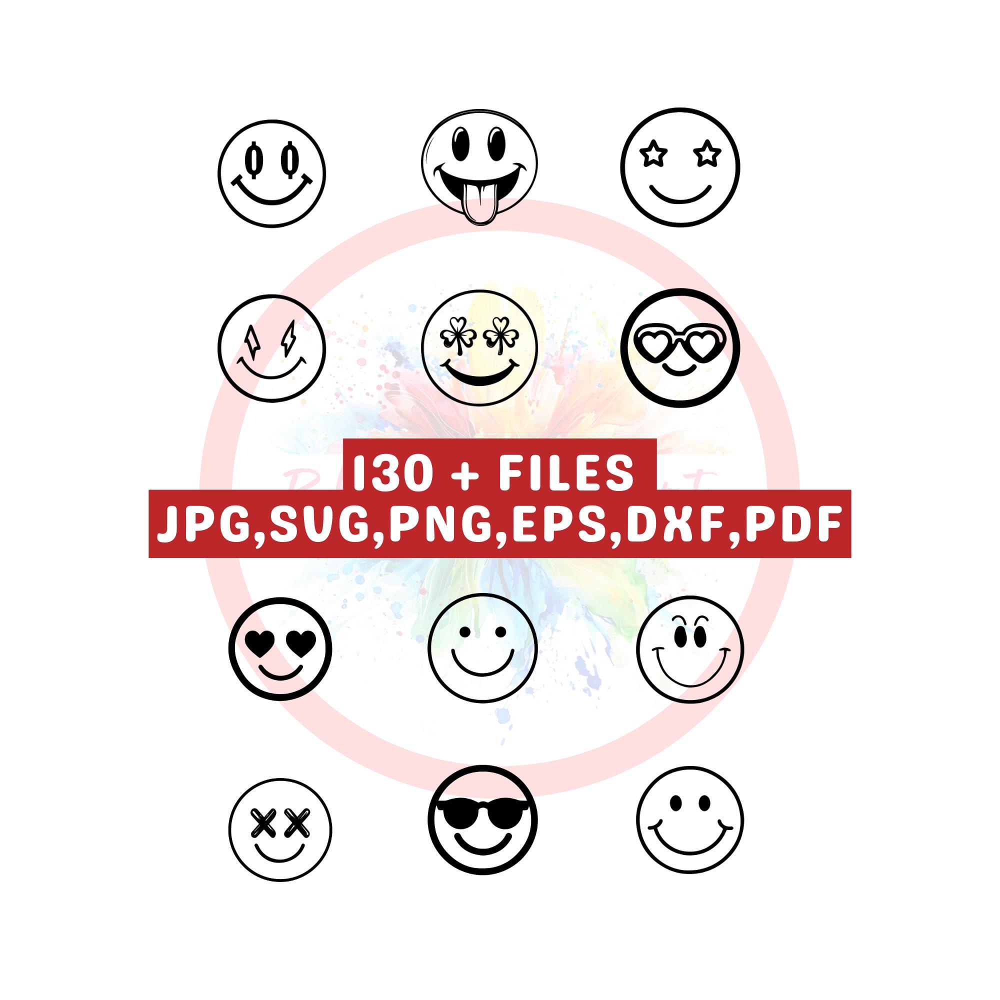 Smiley Face Svg Bundle, Happy Svg Face Svg, Groovy Smiley Face Svg ...