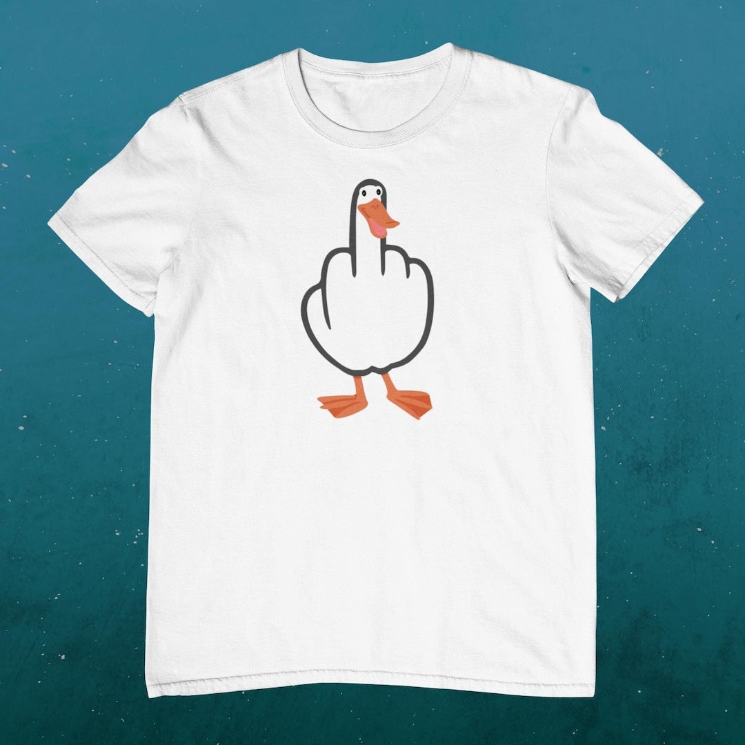 Funny Middle Finger Goose Men's Women's Unisex Cotton Tee Unique Print ...