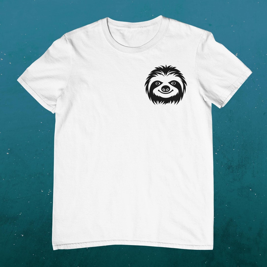 Funny Sloth Face Minimalistic Logo Men's Women's Unisex Cotton Tee ...