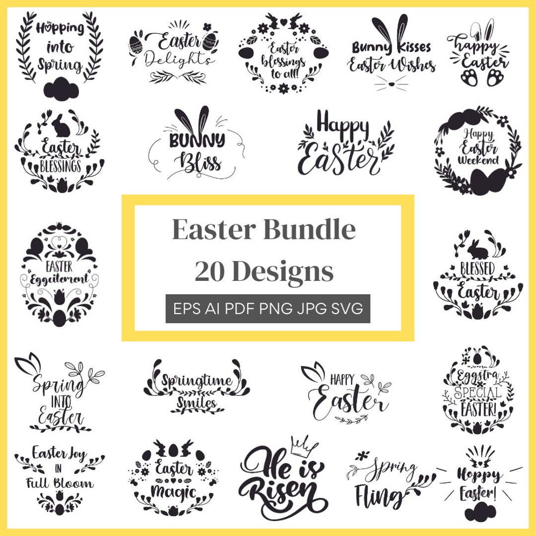 Happy Easter SVG Bundle, Easter SVG, Easter Quotes, Easter Bunny Svg ...