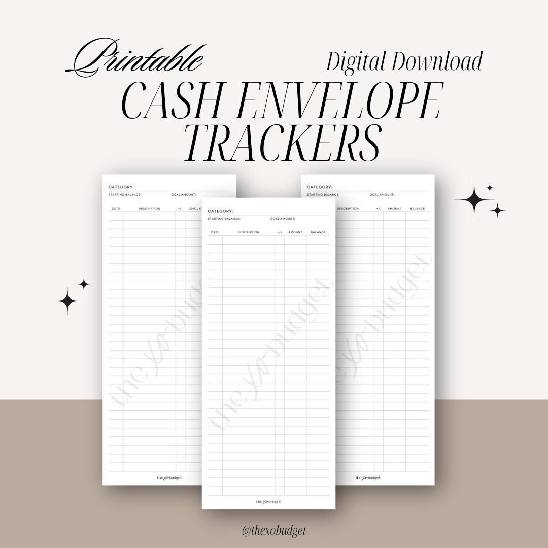 Printable Cash Envelope Trackers | A6/dollar Bill Size | Digital ...