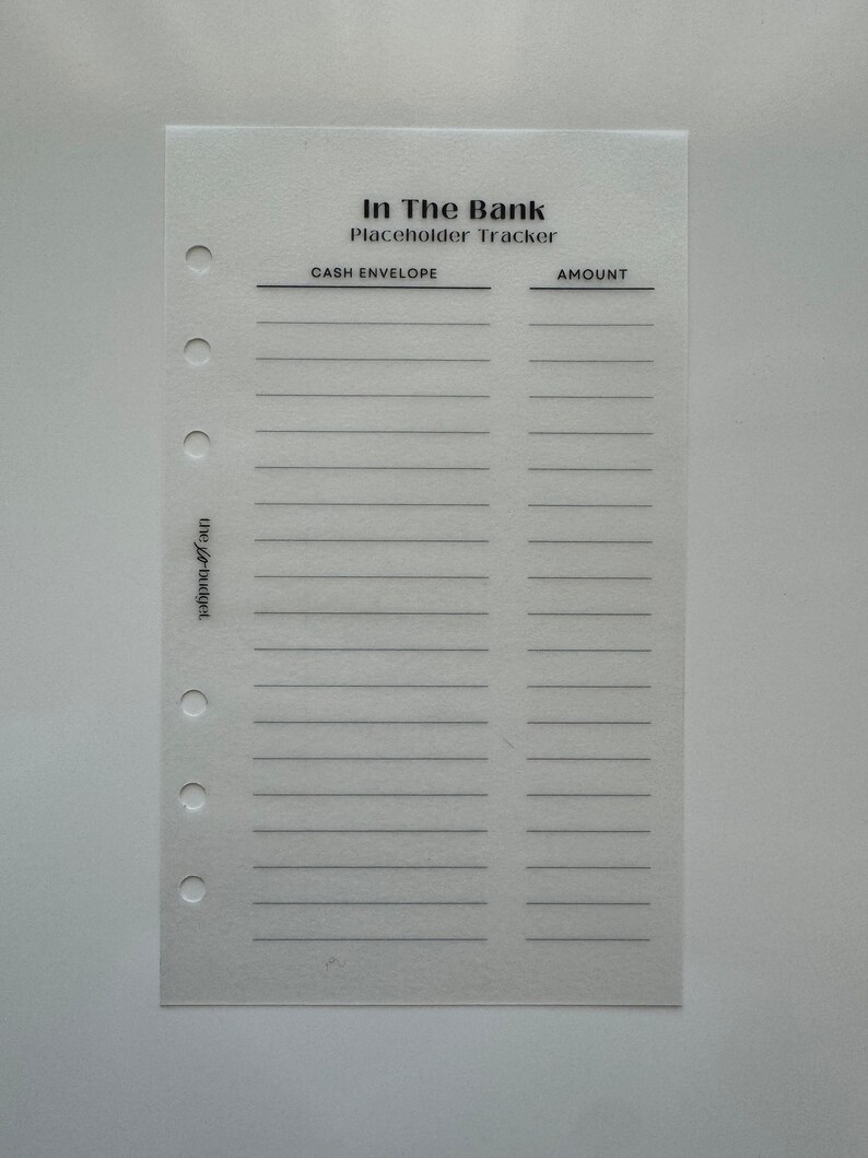 In the Bank Dashboard Tracker A6 Binder Dashboard - Etsy