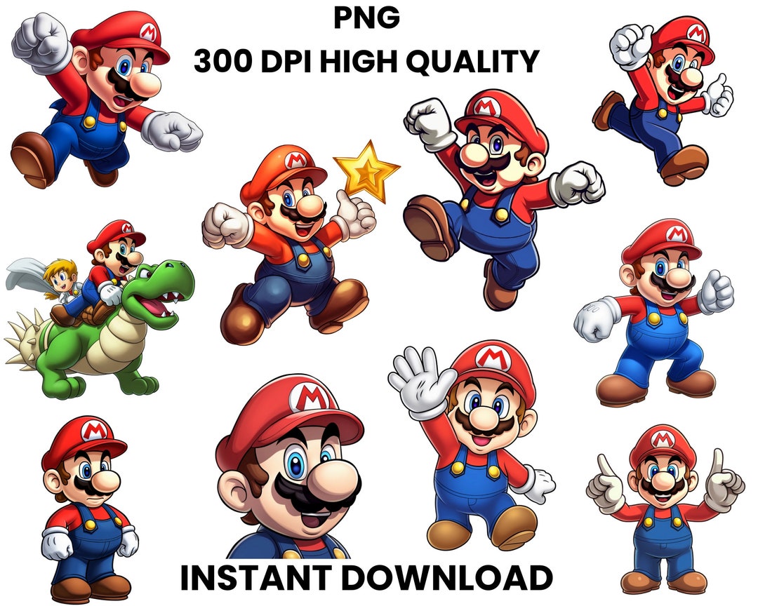 Super Mario PNG Bundle, Mario Clipart Set, Icon Set, Instant Download ...