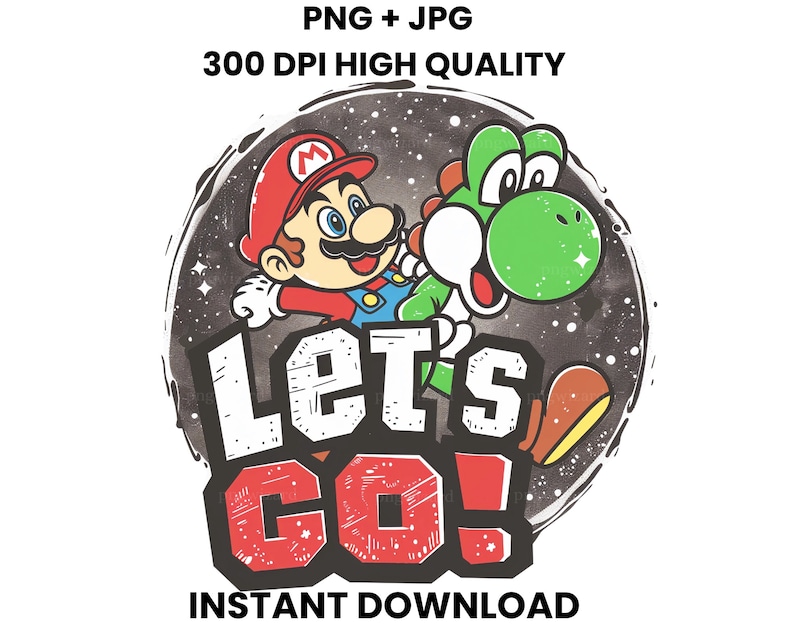 Super Mario Lets Go PNG JPG T-shirt Design, Mario Clipart, Transparent ...