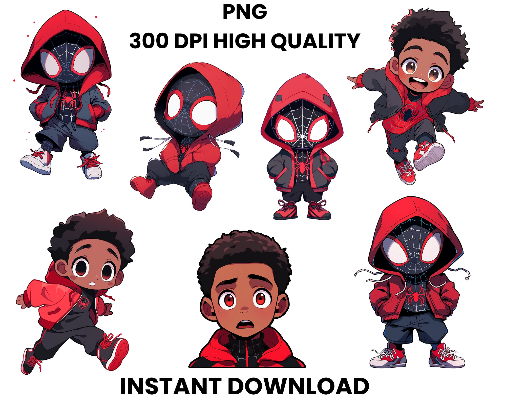 Miles Morales Clip Art PNG Bundle Spiderverse, Superhero, Comic Book ...