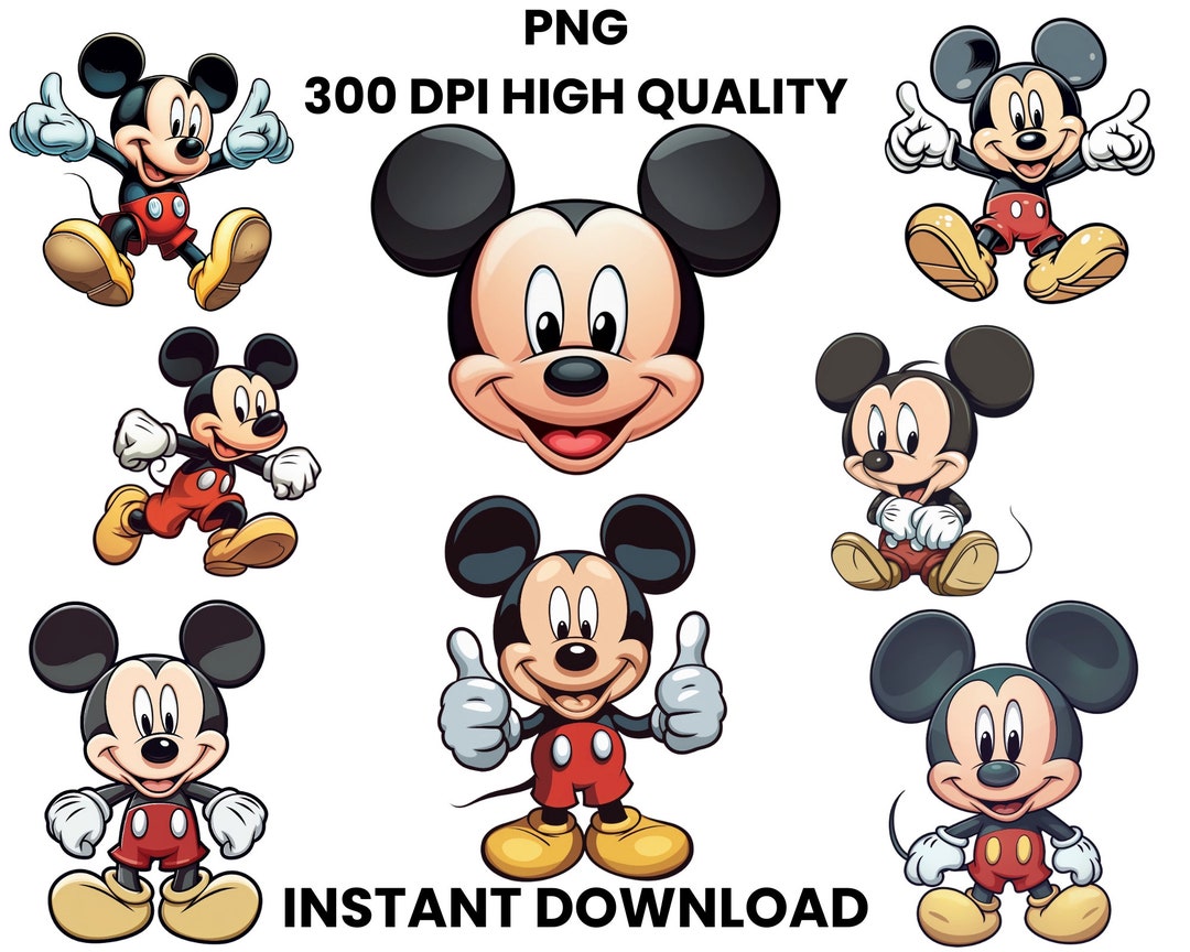 Mickey Mouse PNG Bundle, Transparent Background Images, Mickey Mouse ...
