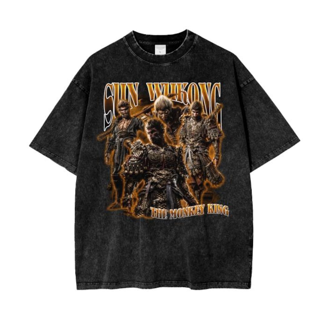 Sun Wukong T-shirt, Black Myth Wukong Streetwear, Vintage Sun Wukong ...