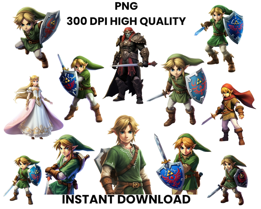 Legend of Zelda Character PNG Collection, Breath of the Wild Characters, Zelda Bundle, Link ...