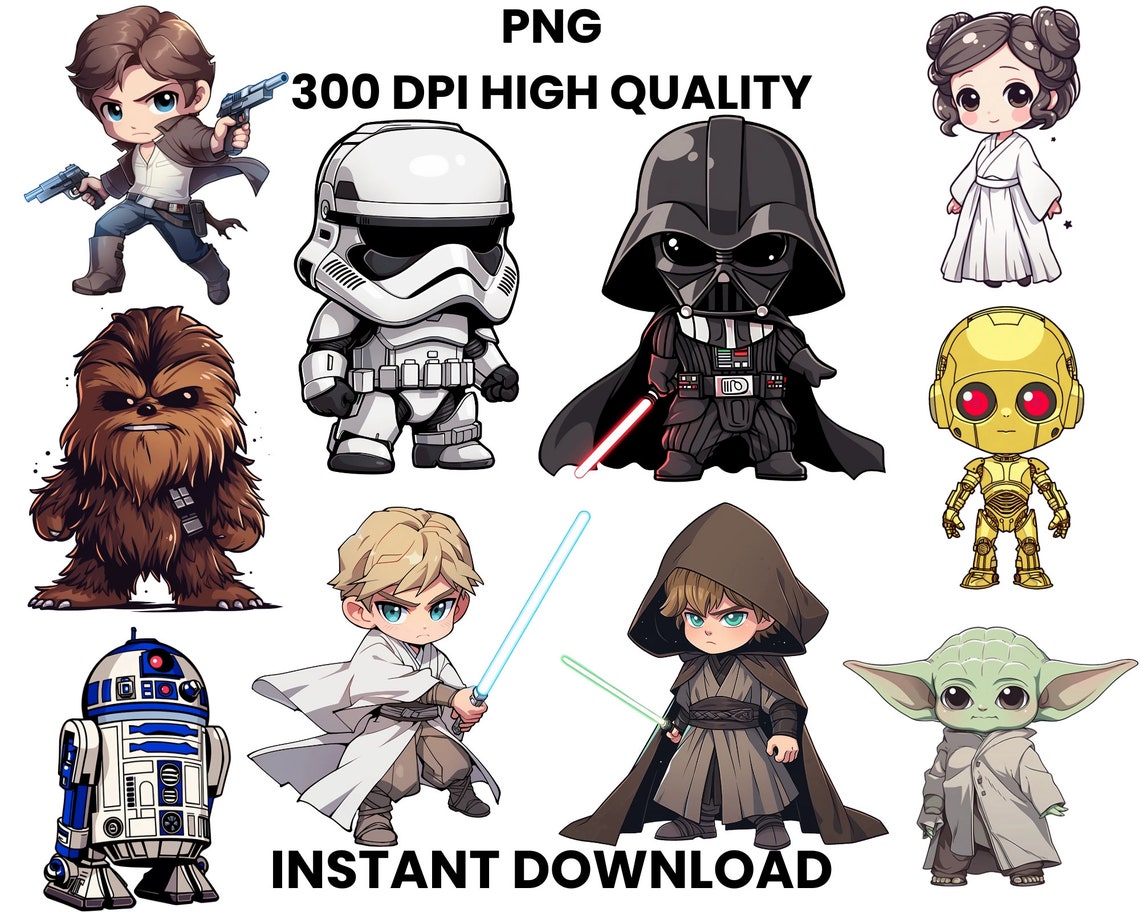 Star Wars Clipart Bundle, Star Wars Stickers, Star Wars Party ...